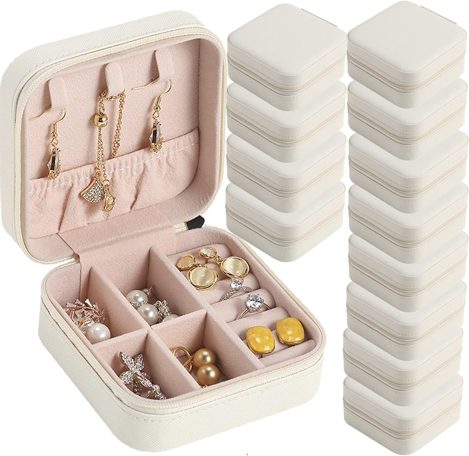 Amazon.com: Canlierr Small Travel Jewelry PU Leather Boxes Bulk for ...