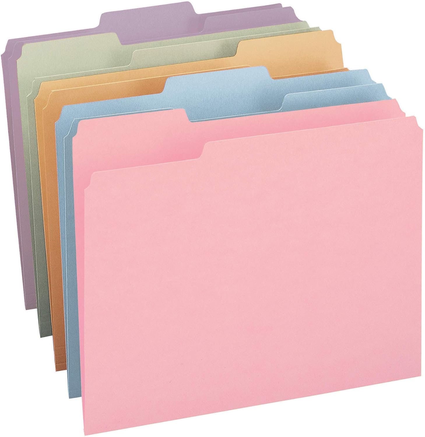 Smead 1/3-Cut File Folders, Letter Size, Pastel Assorted Colors, 100 ...
