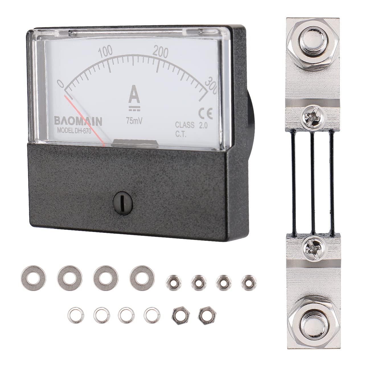Amazon.com: Baomain Ammeter DH-670 DC 0-300A Rectangular Ampere Needle ...