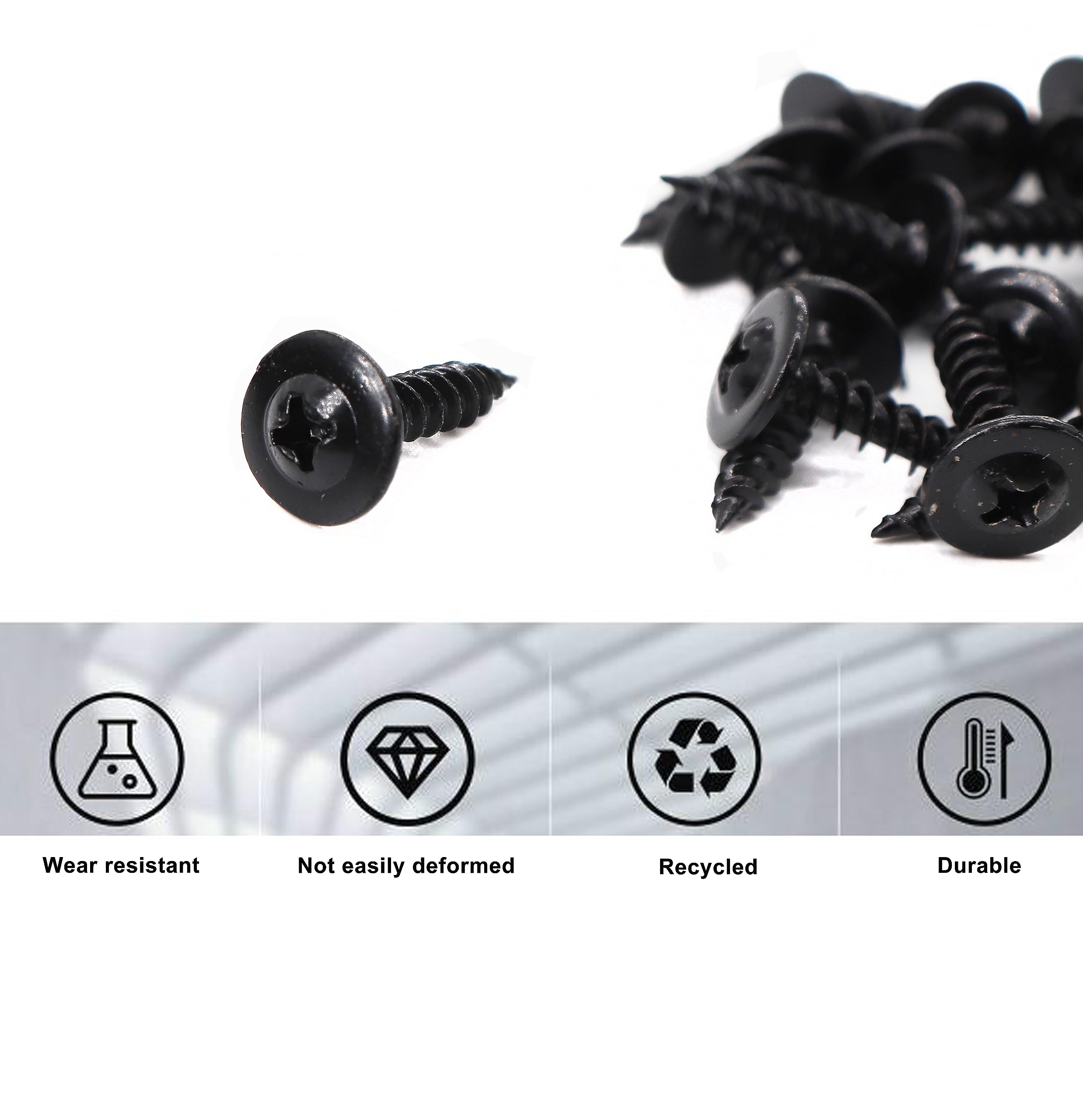 Snapklik.com : 100pcs #8 X 2 Wood Screws Black Truss Head Phillips ...