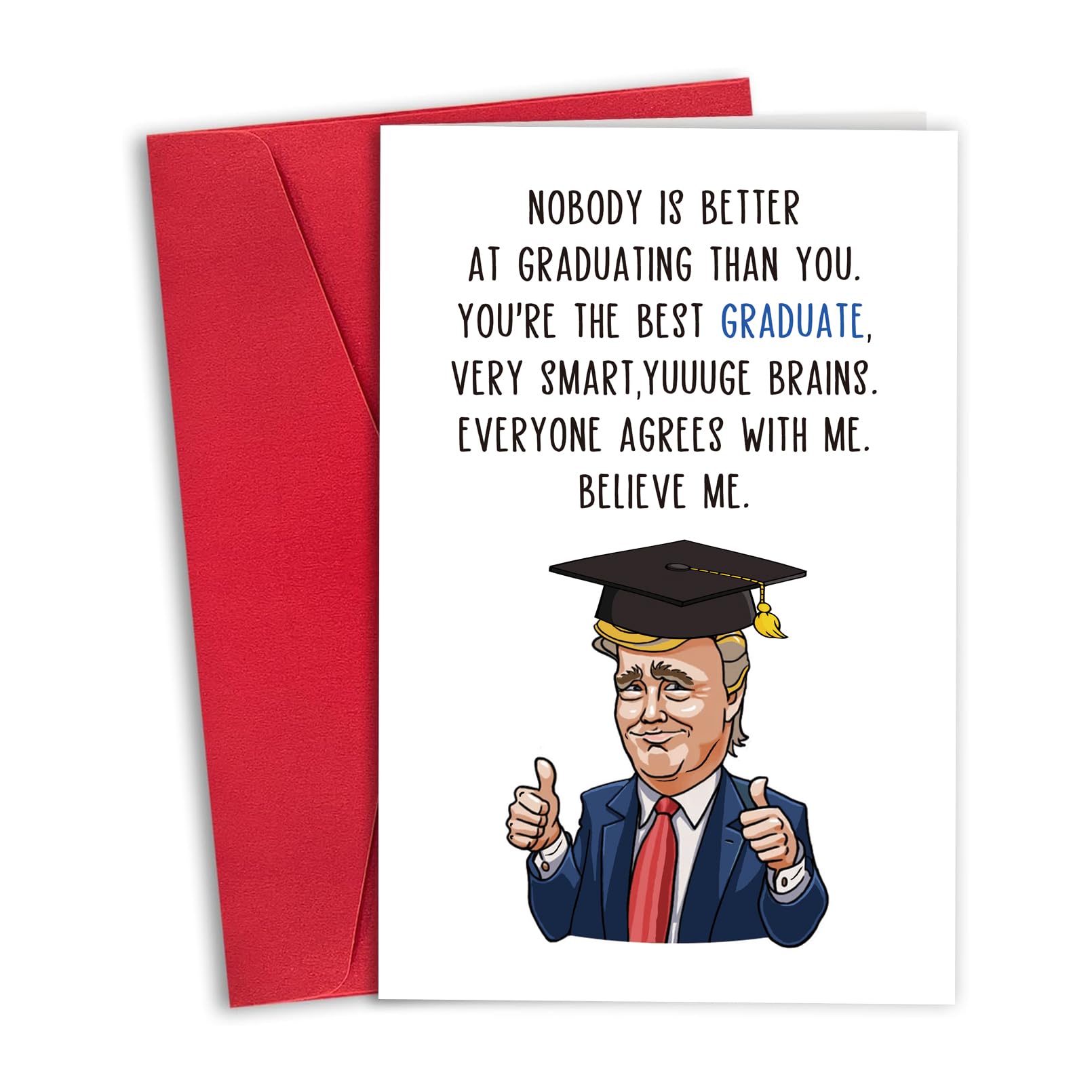 Amazon.com : RollupJoy Funny Trump Graduation Card for Her Him, Humor ...