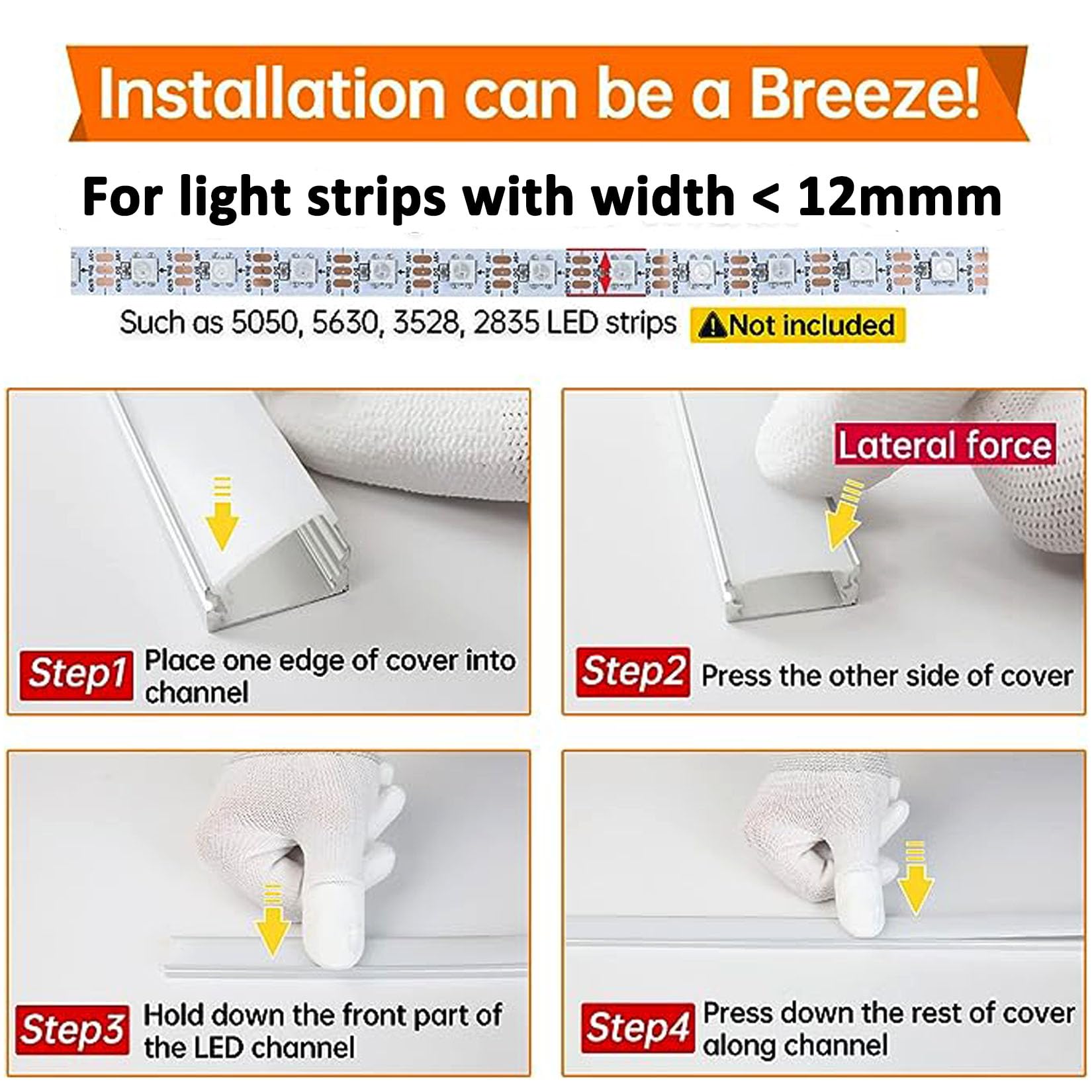 Snapklik.com : Cleaing Pack Of 10 3.3FT Silver LED Channel For Led ...