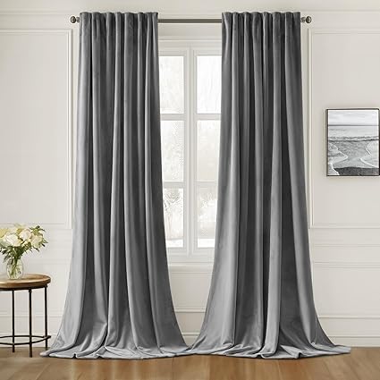Amazon.com: MIULEE Grey Velvet Curtains 84 inches Long 2 Panels ...