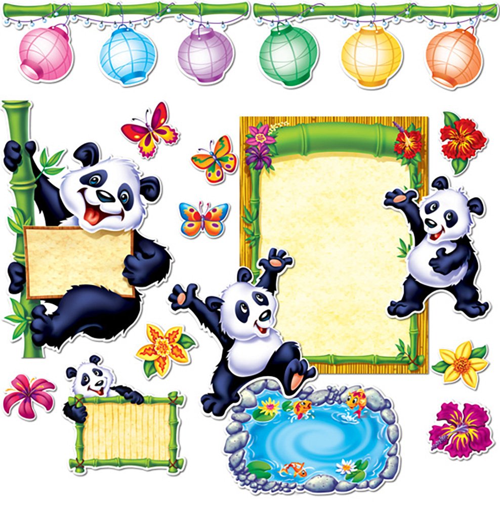 Creative Teaching Press Panda Pals Bulletin Board Set, Black (1491 ...