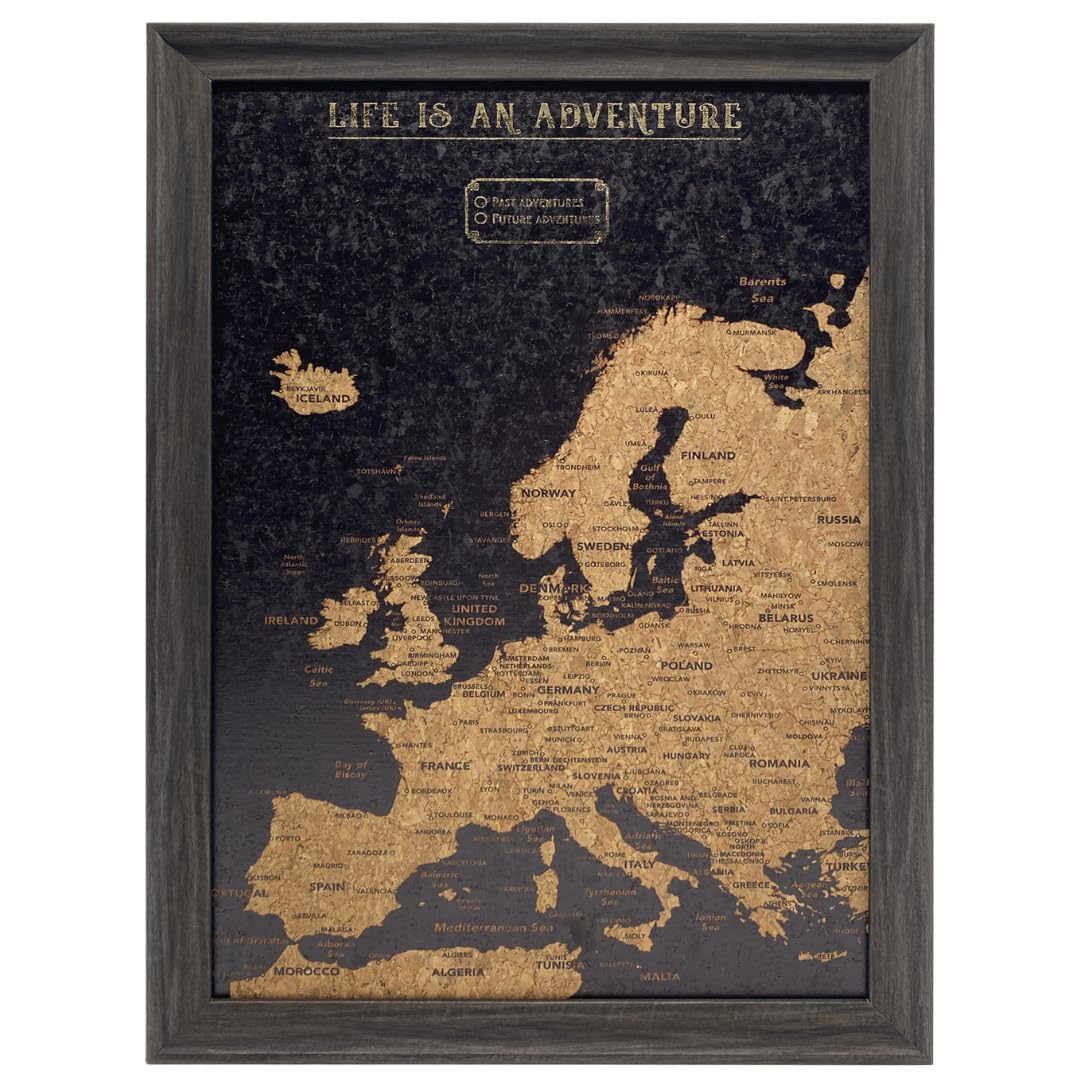 Buy Splosh Travel - Small Europe Pin Board in Black, Wooden Frame. of ...