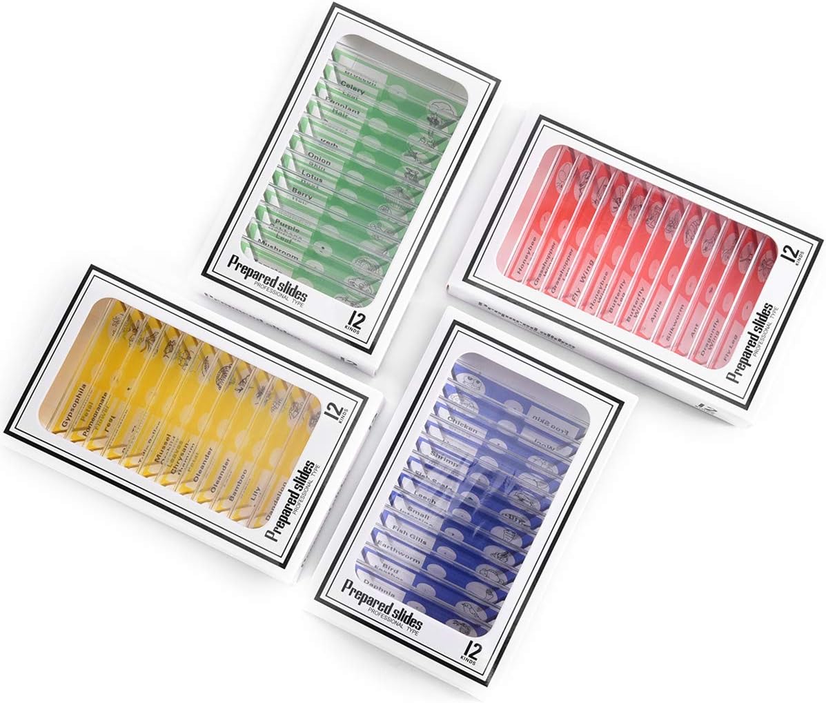 Cainda Plastic Prepared Microscope Slides for Kids, 48pcs Animals ...