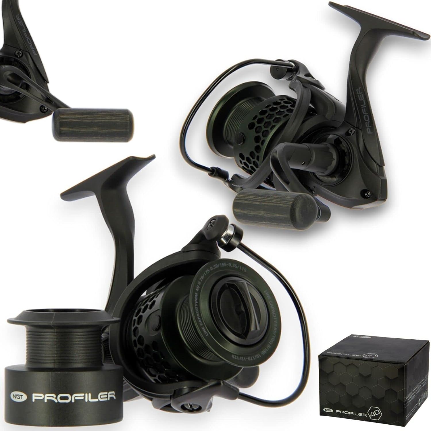 NGT Profiler 40 Carp Fishing Coarse Fishing Reel + Spare Spool Front ...