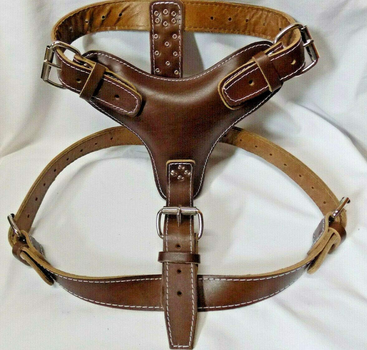 Extra Large Heavy Duty Plain Chocolate Brown Leather Dog Harness ...