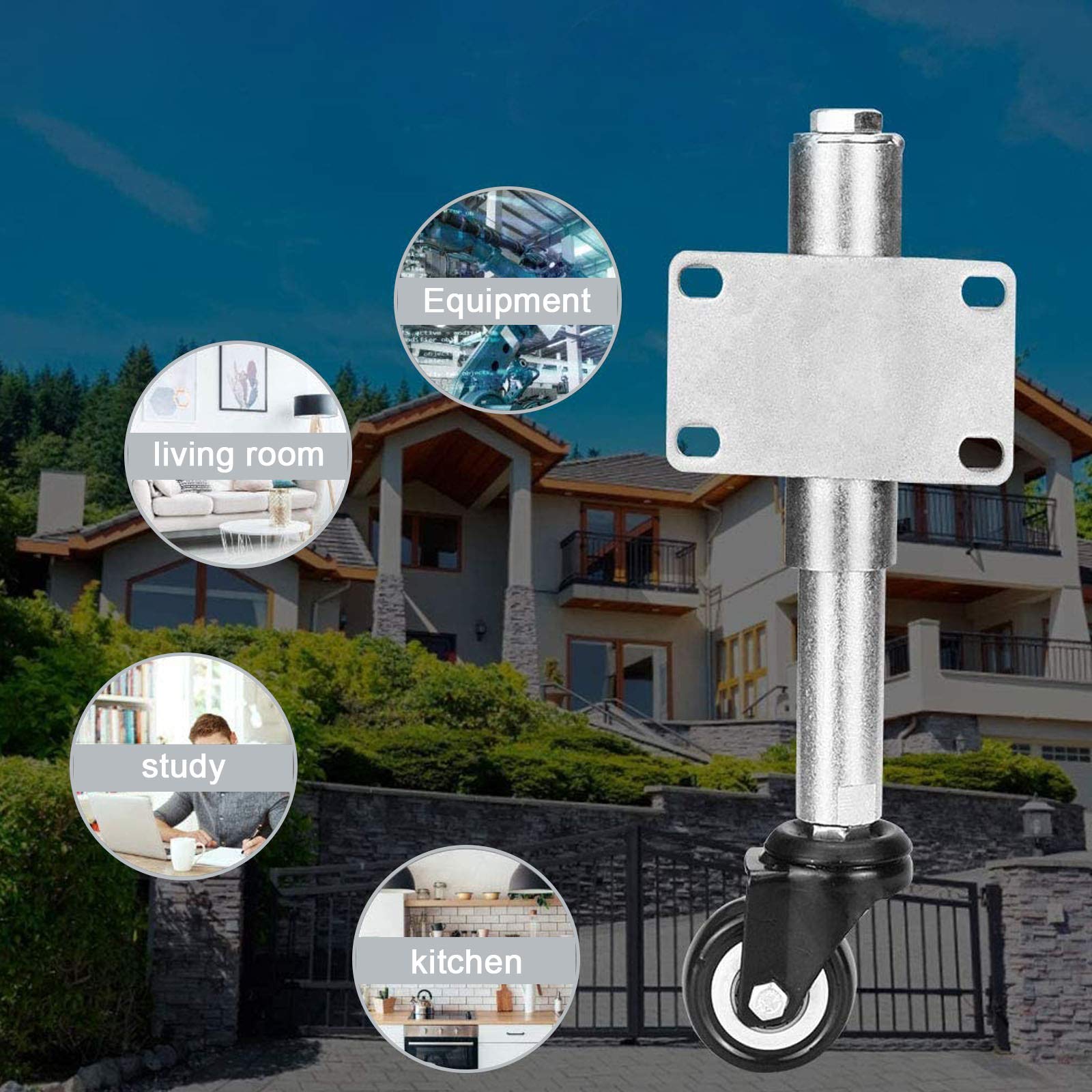 Buy 2X 2Inch Spring Loaded Gate Wheels with Screws Nuts Heavy Duty ...