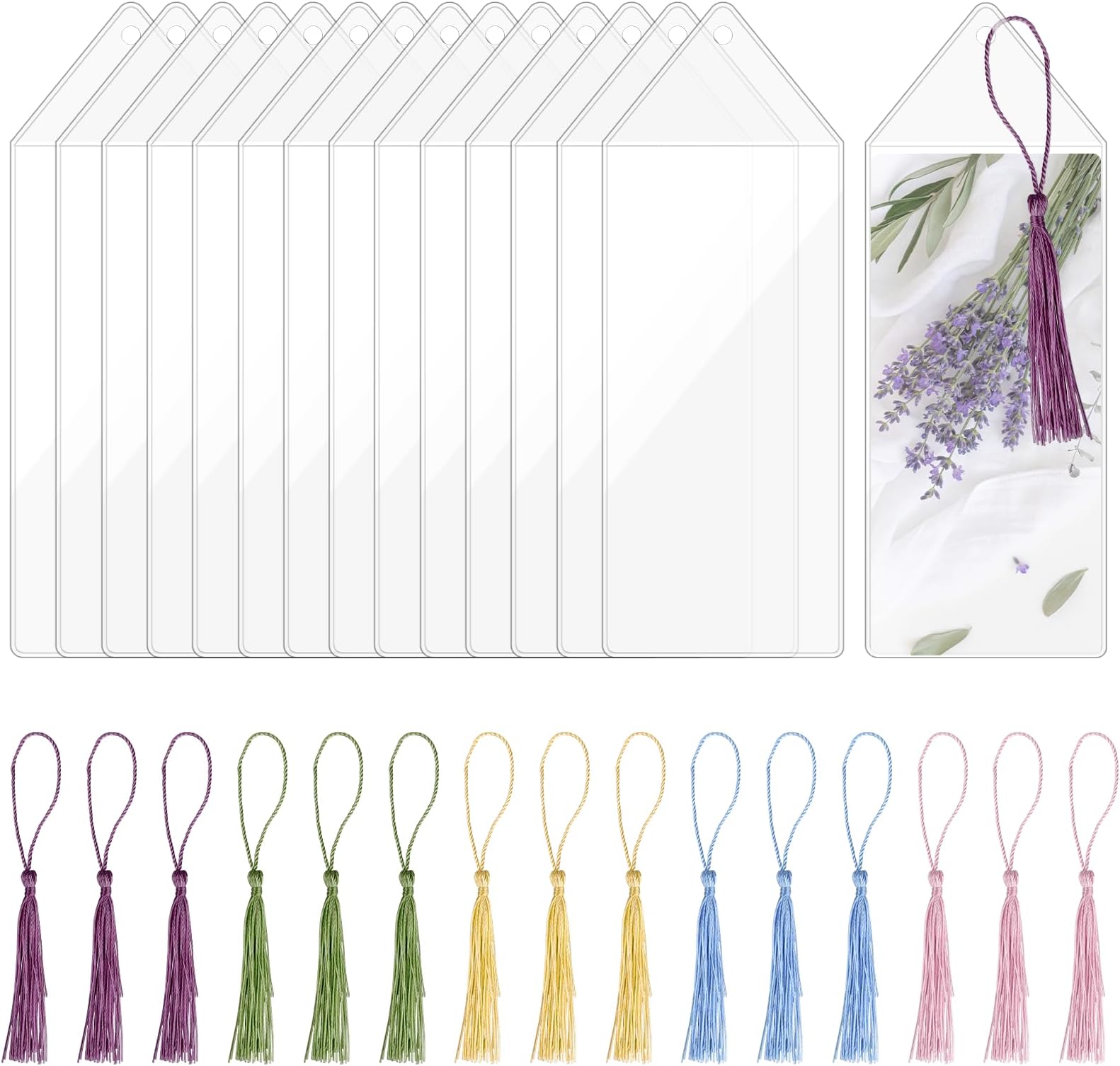 Amazon.com: 15Pcs Bookmark Sleeves Clear with Tassels Plastic Blank ...
