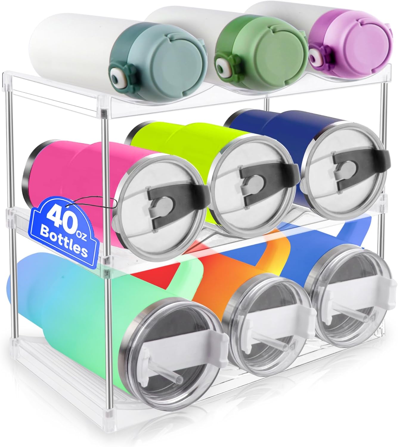 Amazon.com: 40oz Water Bottle Organizer, Large Stackable Water Bottle ...