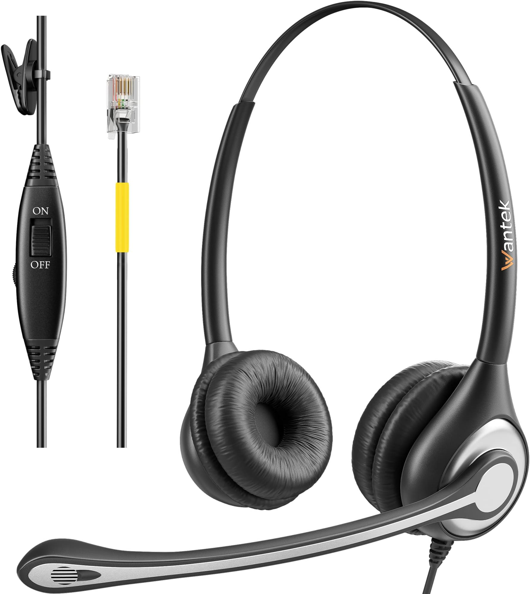 Wantek Wired Phone Headset with Microphone Noise Cancelling, RJ9 ...