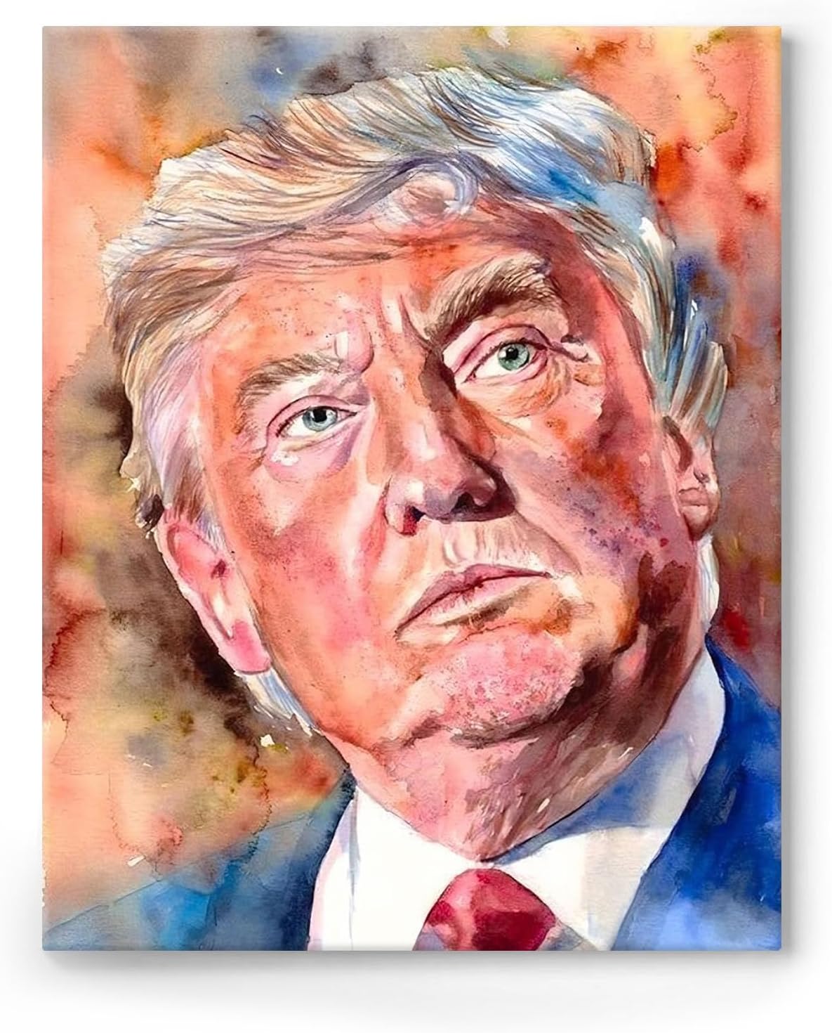Amazon.com: 47th President Donald Trump Canvas Wall Art - Watercolor ...