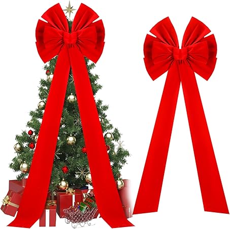 Amazon.com: Hungdao Extra Large Christmas Tree Topper Bows 70.9 x 19.7 ...