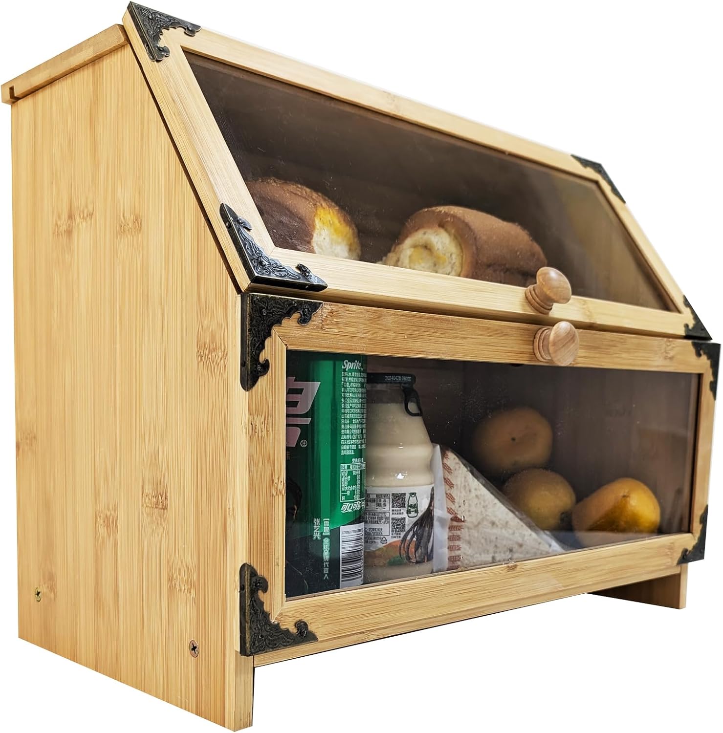 Amazon.com: ARTAWEIN Extra Large Bamboo Corner Bread Box for Kitchen ...