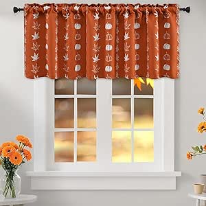 Amazon.com: Likiyol Fall Valances for Windows, Pumpkin Maple Leaves ...