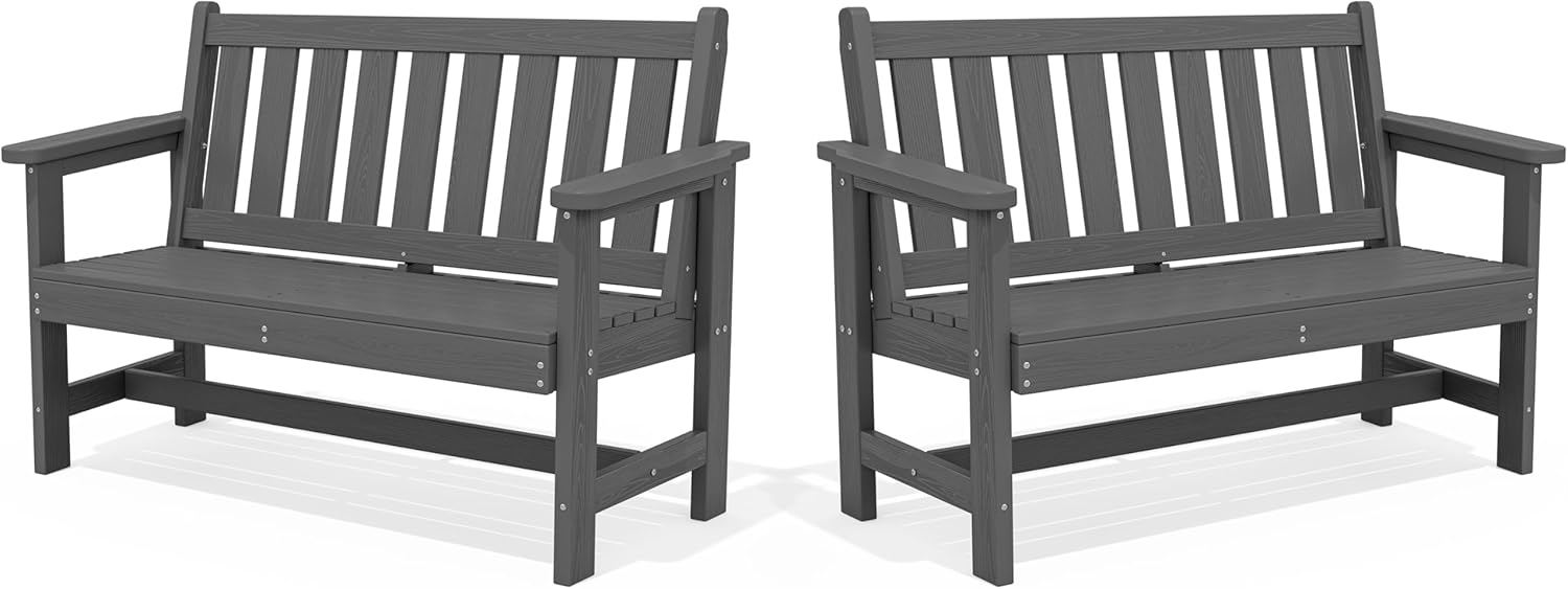 Amazon.com: SERWALL Outdoor Bench, HDPE Outdoor Benches Weatherproof, 2 ...
