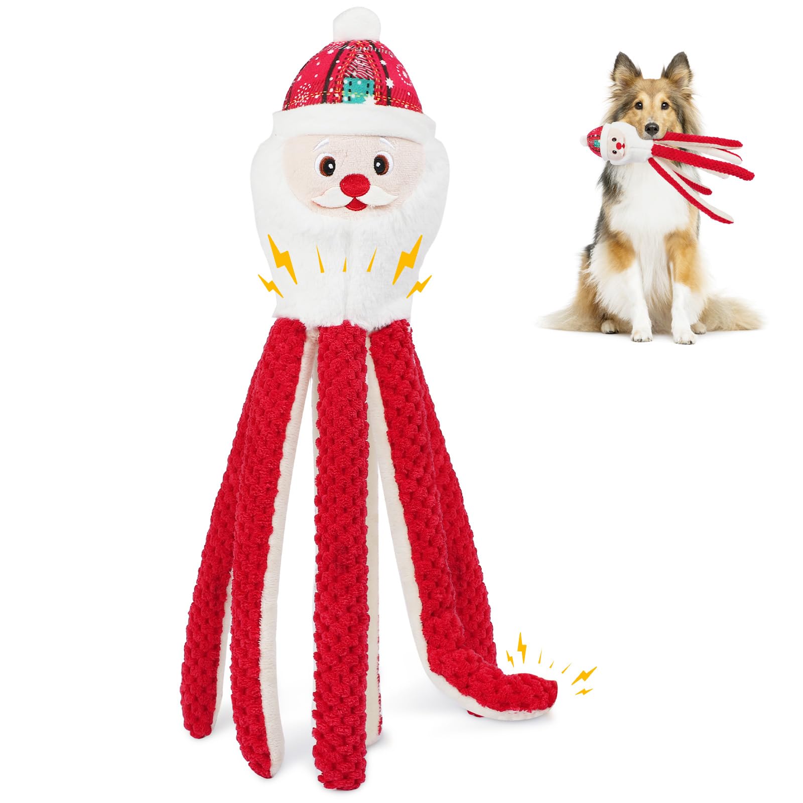 Amazon.com: Christmas Dog Toy with Squeaker, Christmas Octopus Old Man ...