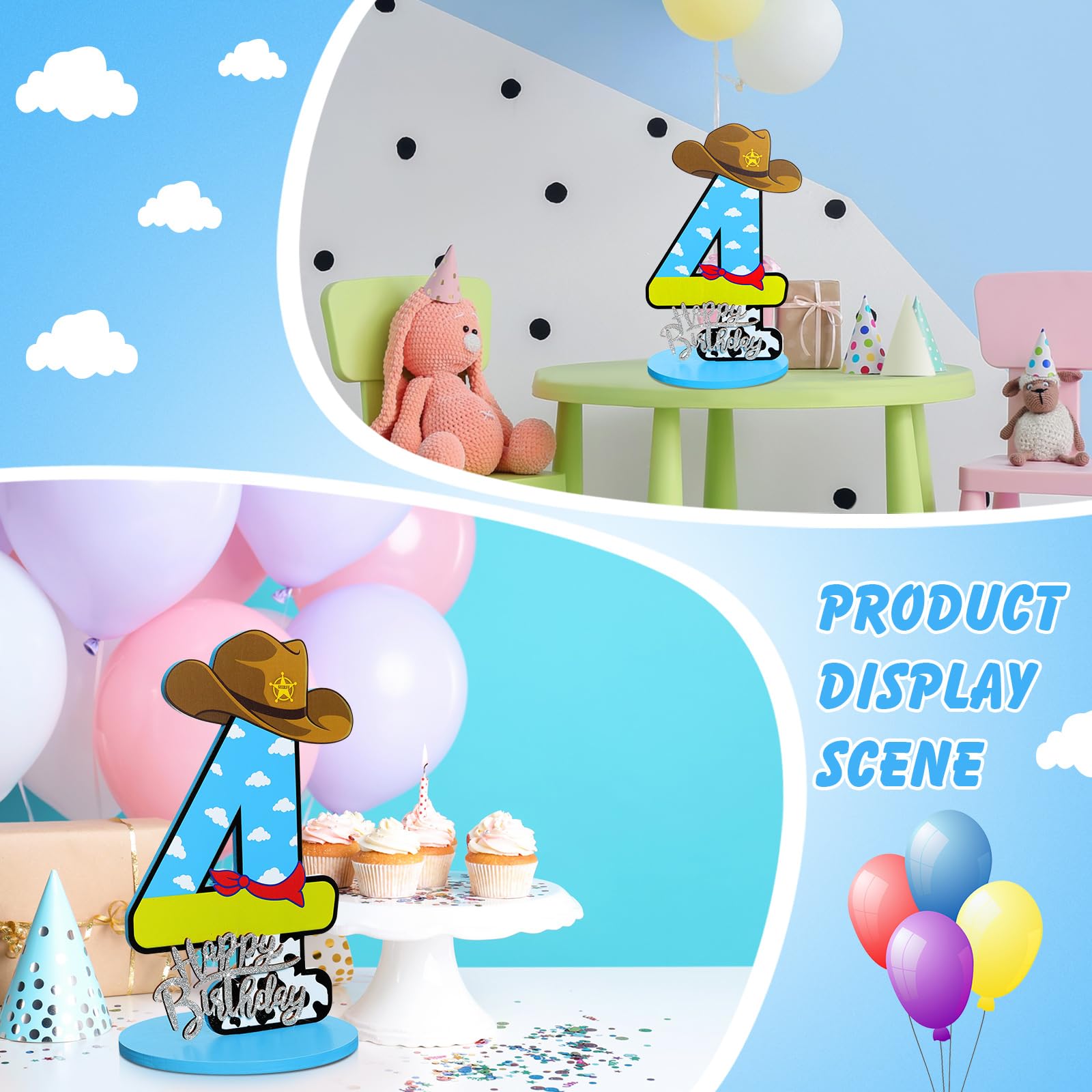 Snapklik.com : Toy Theme 4th Birthday Party Number Centerpiece Cartoon ...