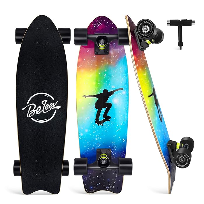 Buy BELEEV Cruiser Skateboard, 27 x 8 inch Complete Skateboard for Kids ...