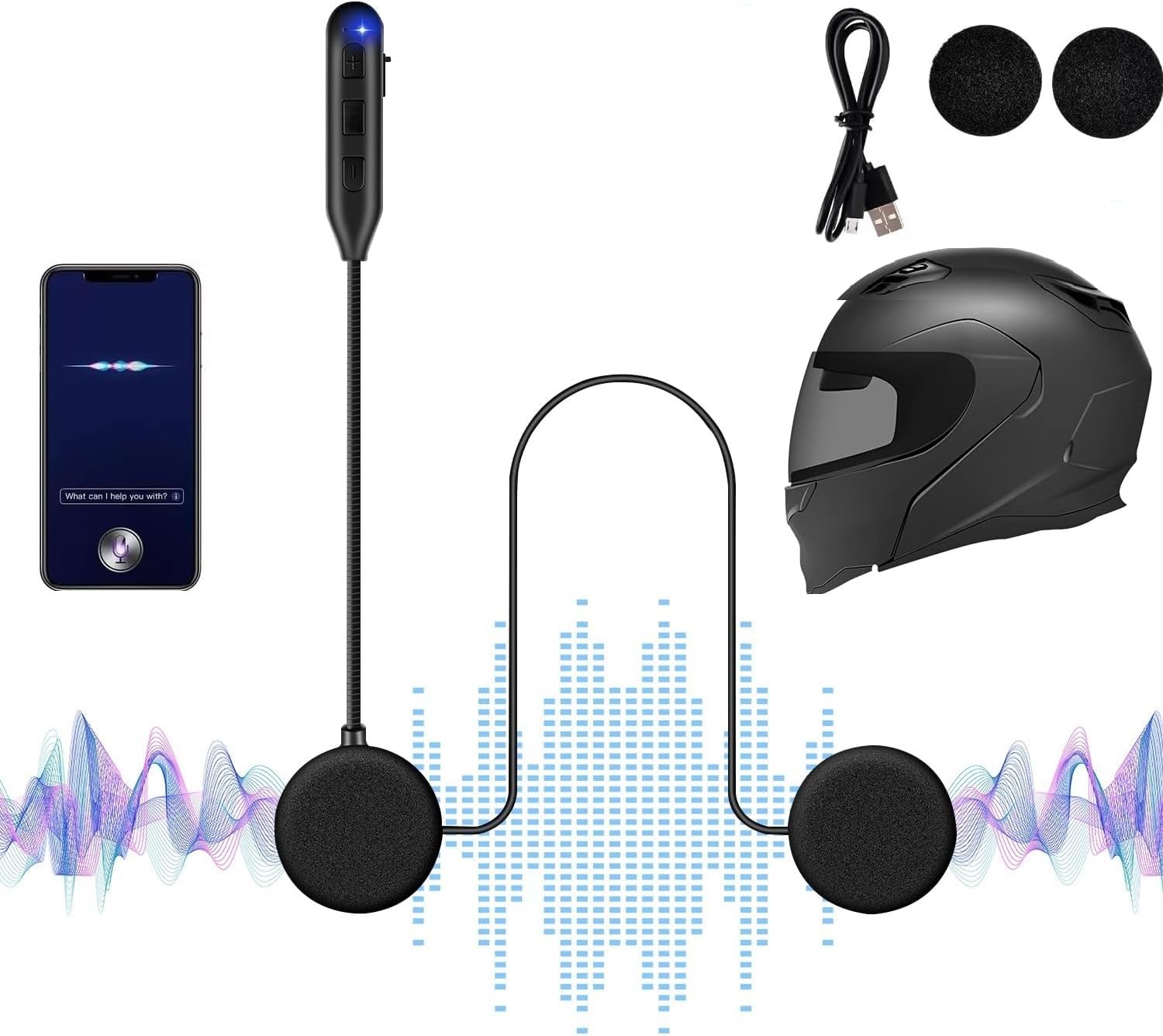 HM-1 Motorcycle Sports Helmet Wireless Bluetooth 5.0 FM Hands Free ...