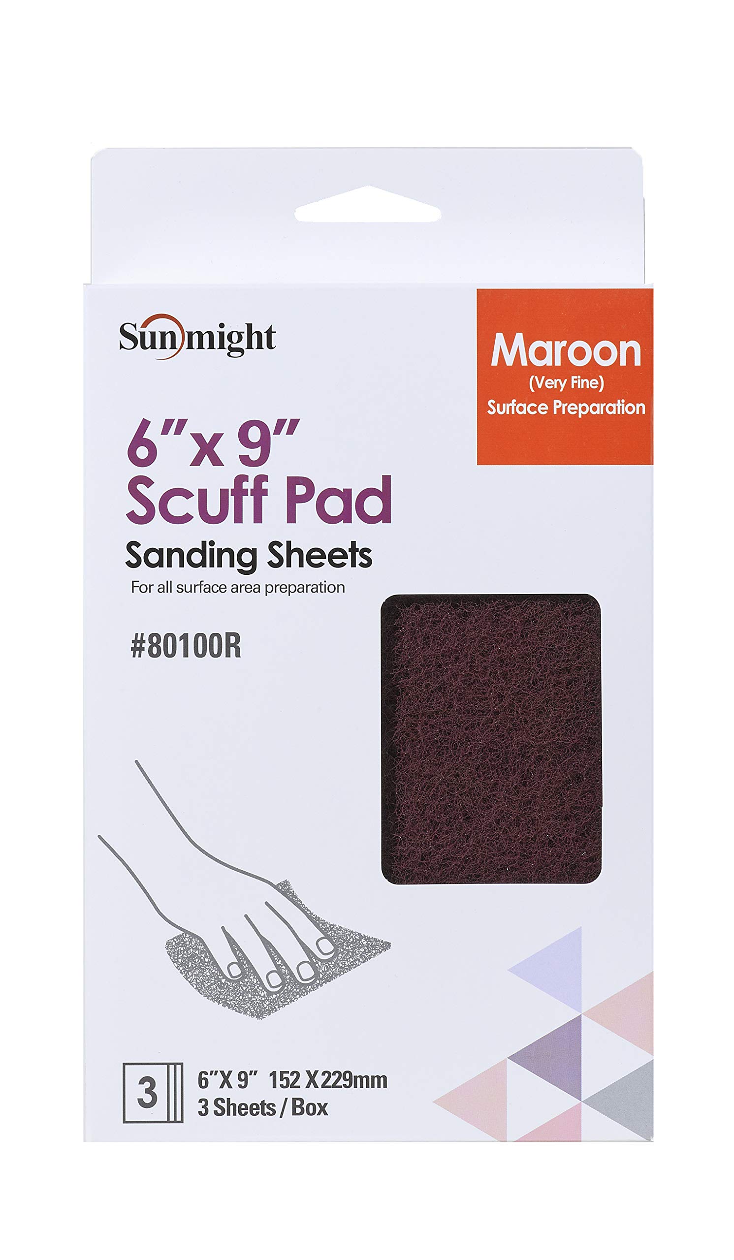 Amazon.com: Sunmight Scuff Pad Retail Pack 6" x 9" Maroon Pad, 80100R ...