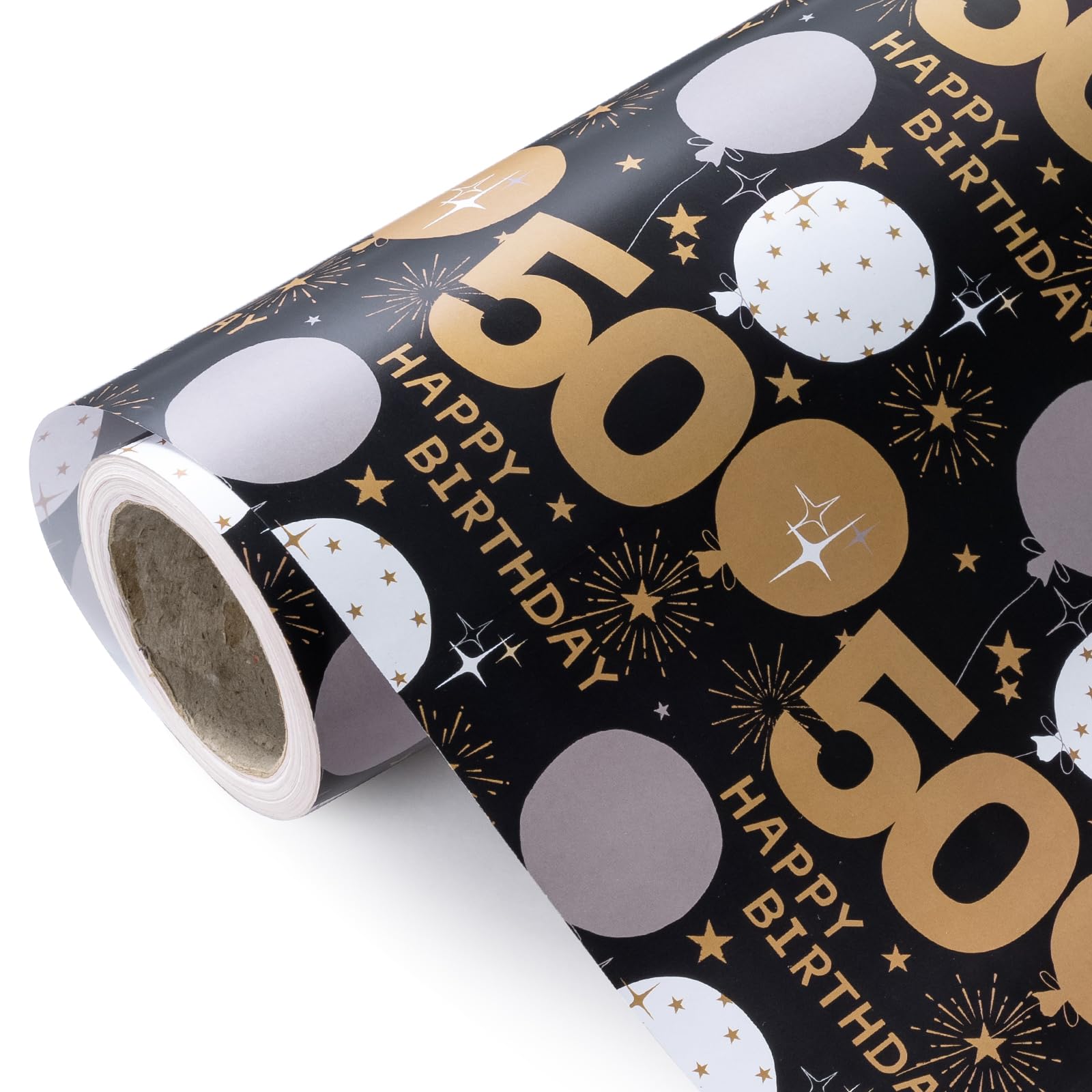 Amazon.com: WRAPAHOLIC 50th Birthday Wrapping Paper - Mini Roll - 17 ...