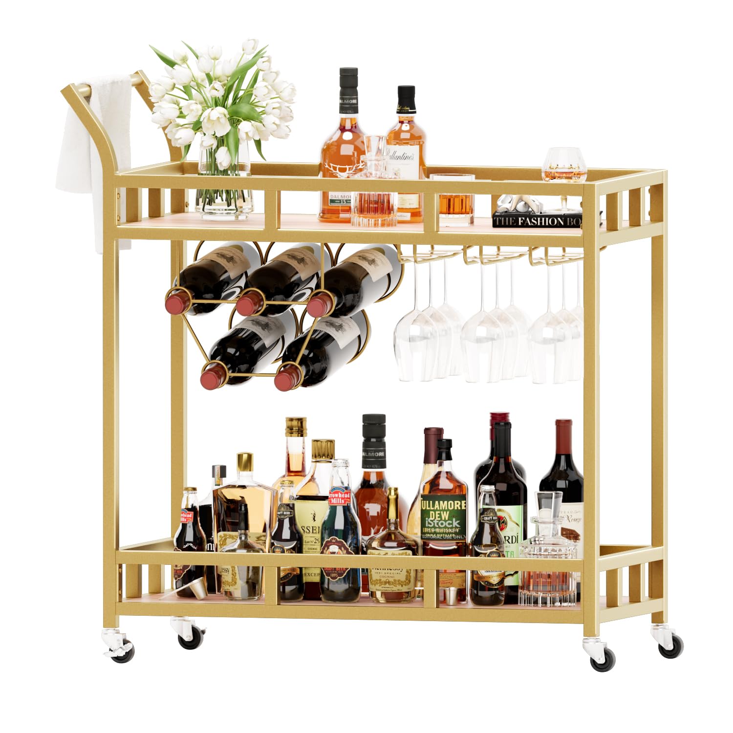 Amazon.com - Furmax Bar Cart Home Industrial Mobile Bar Cart Serving ...