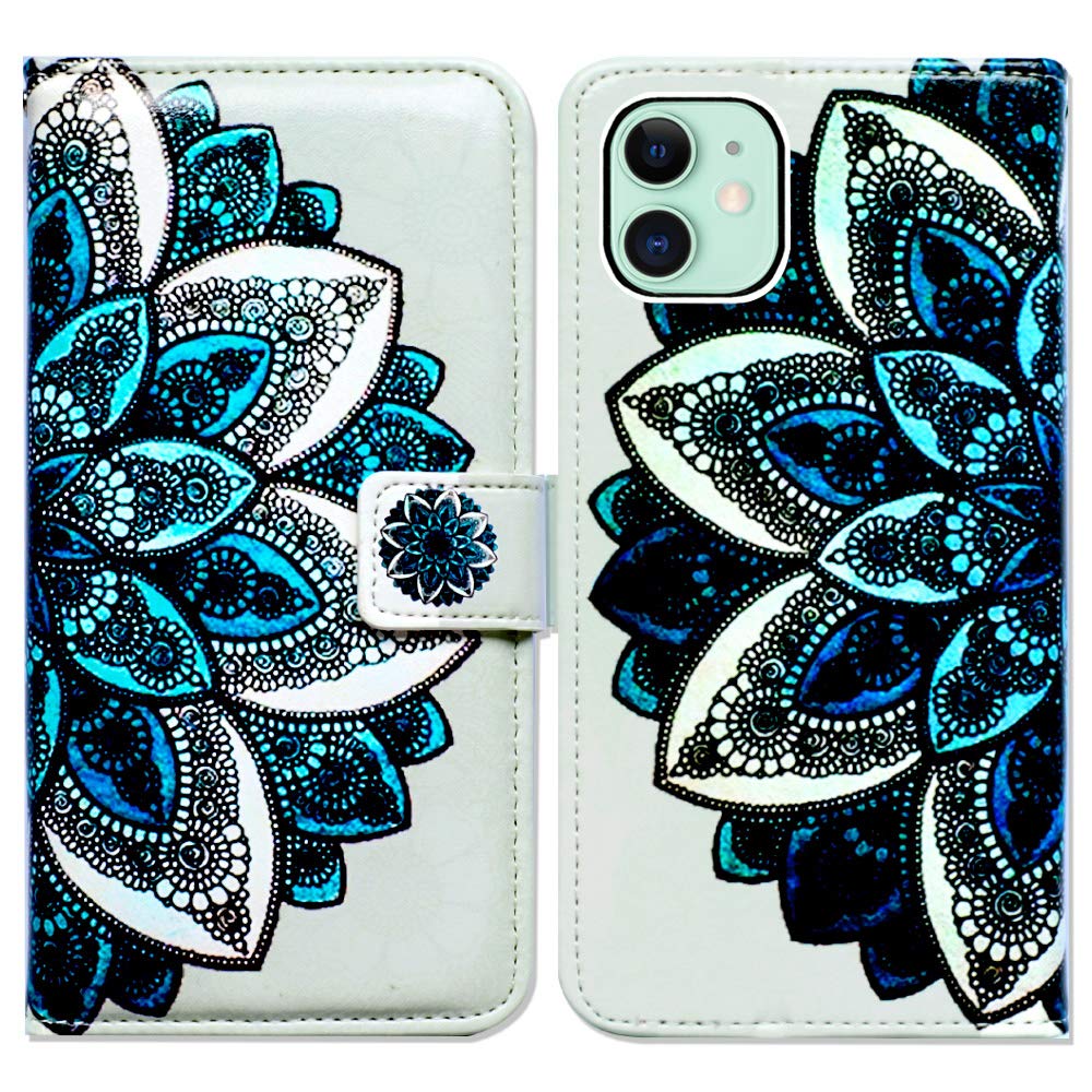 Amazon.com: Bcov Case for iPhone 11, Green Mandala Pattern Flip Leather ...
