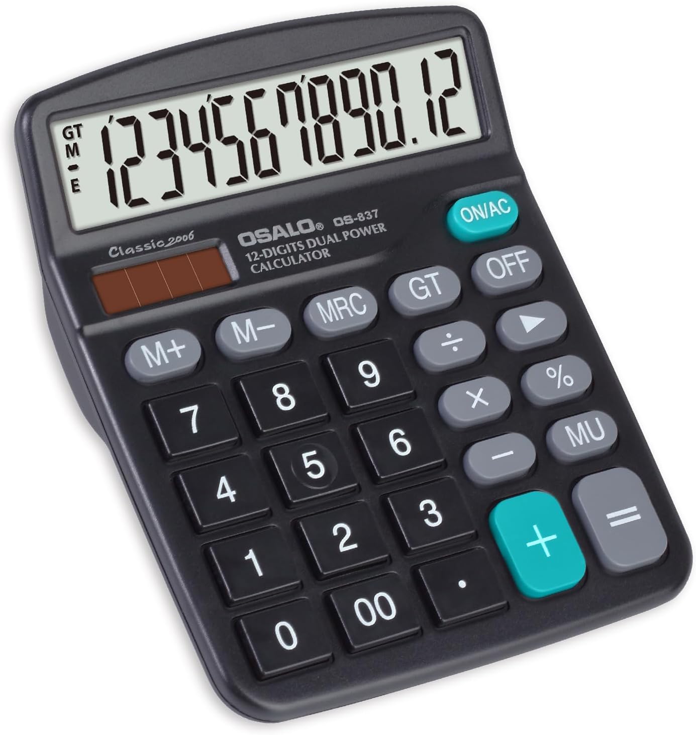 Helect Taschenrechner Standard Tischrechner 12-stelliger Dual-Power ...