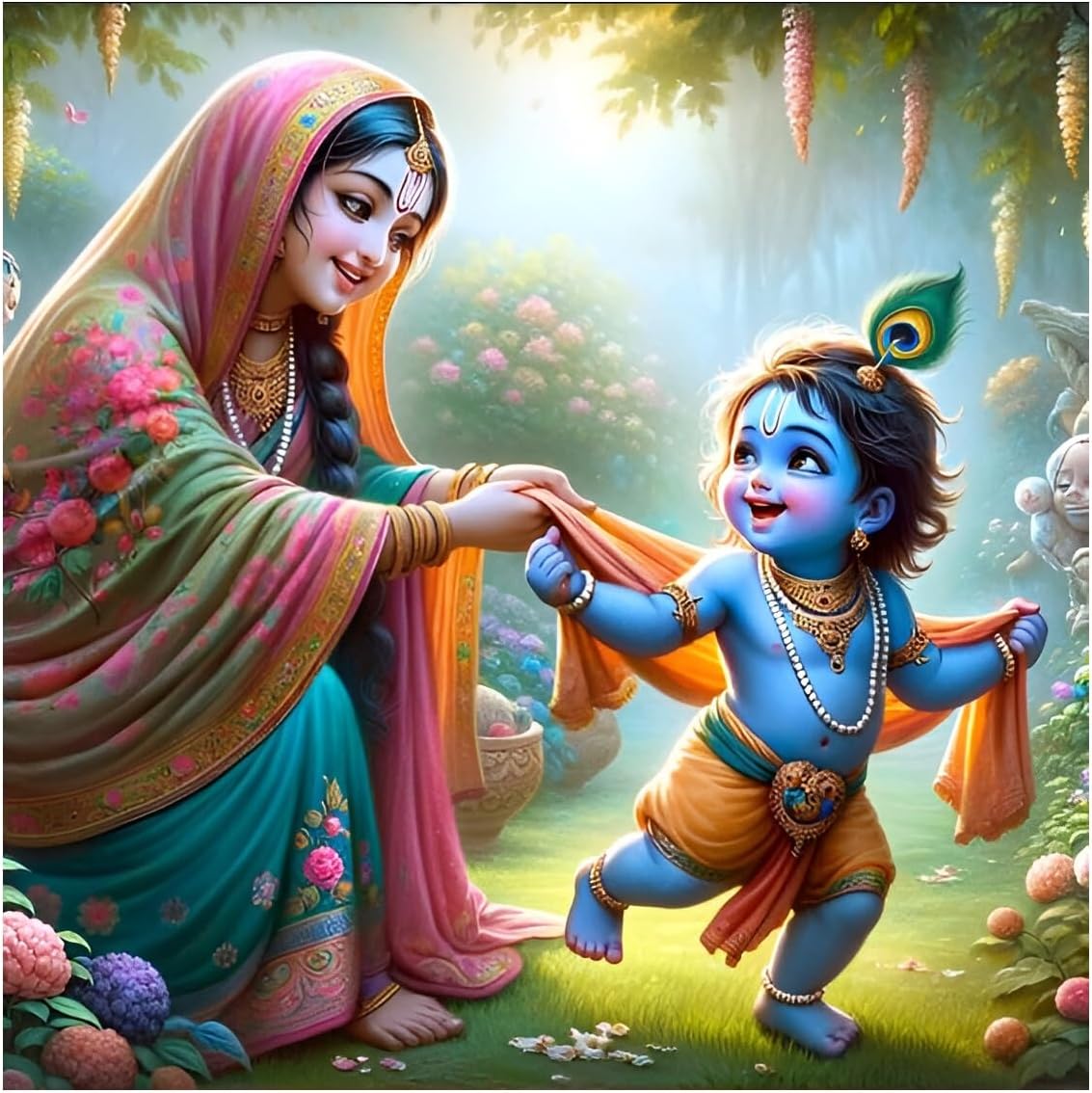 Omdecor Mahiya Yashoda ke Nand Lala Bal Krishna God Wall Poster For ...