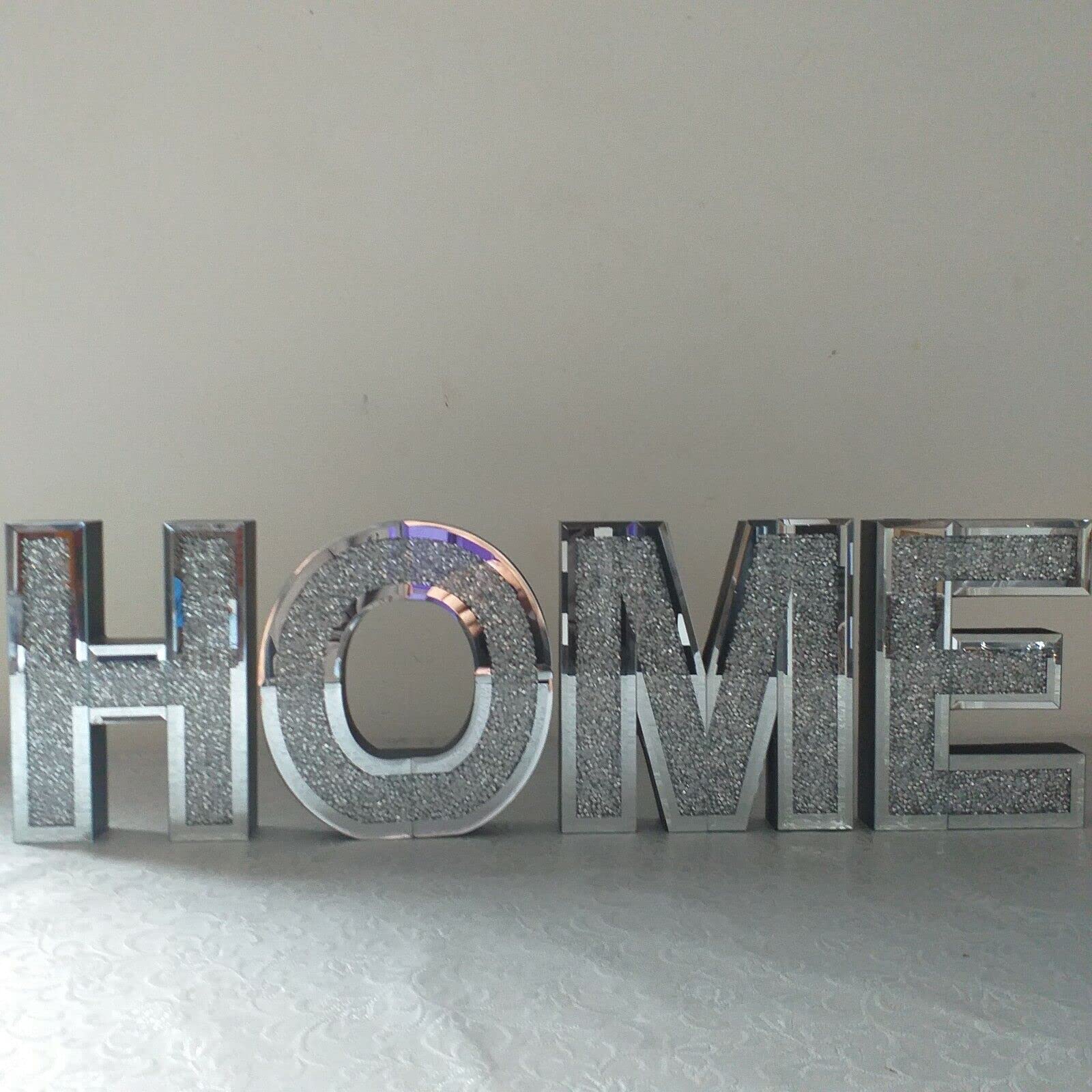 Deenz Mirrored Diamond Large Home Letters Crushed Crystal Mirror ...