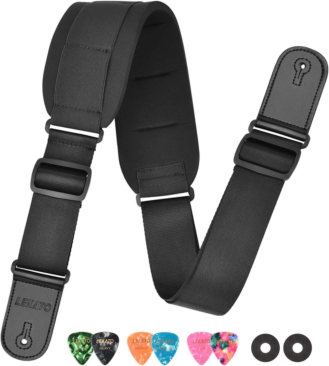 Jim Dunlop D3809BK Guitar Strap - Solid Black & Dunlop DL S 00083 7000 ...