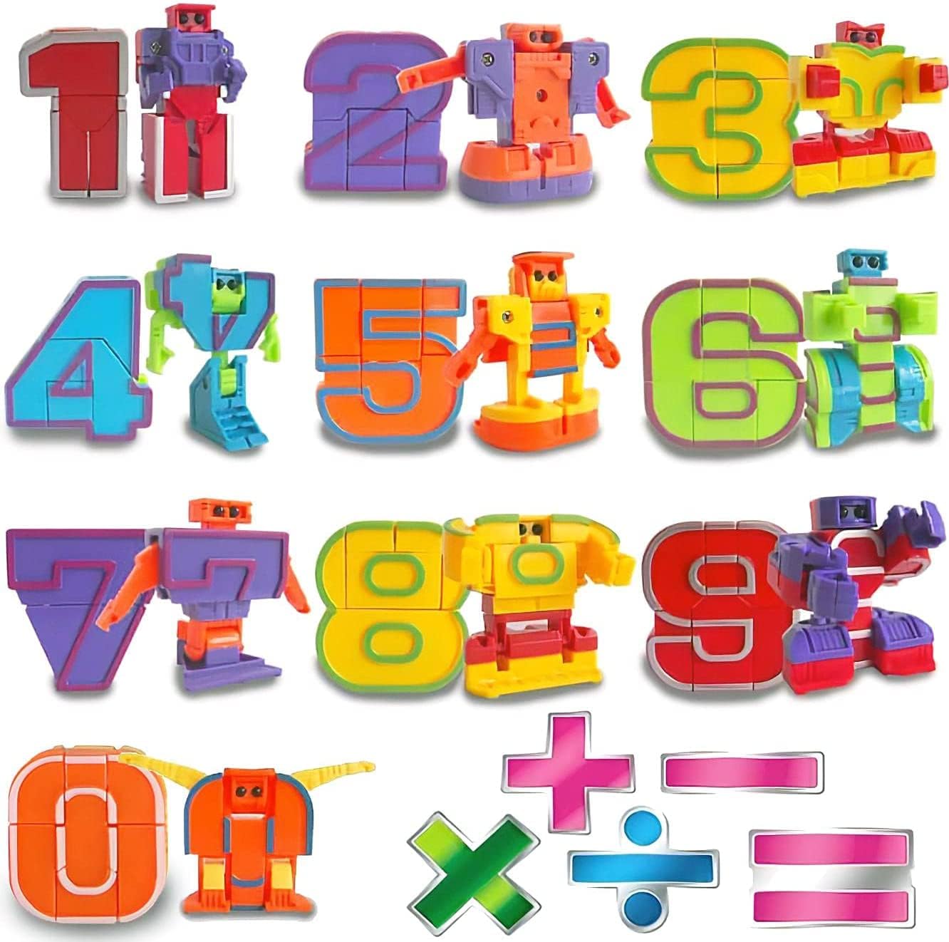 Amazon.com: Liberty Imports 15 PCS Number Robots Transforming Toys Set ...