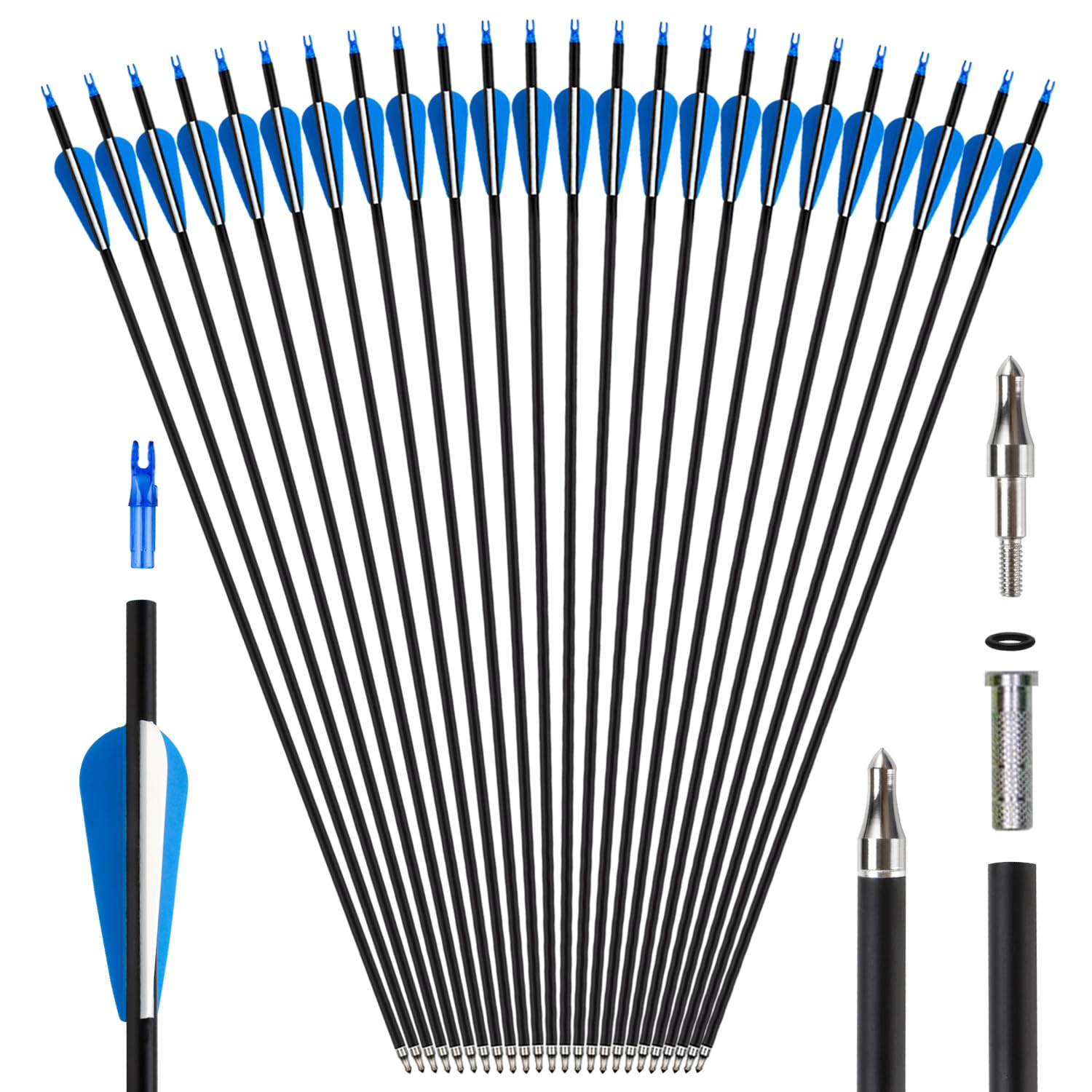 REAWOW 24pcs Carbon Arrows Targeting Practice Hunting Arrows for Adult ...