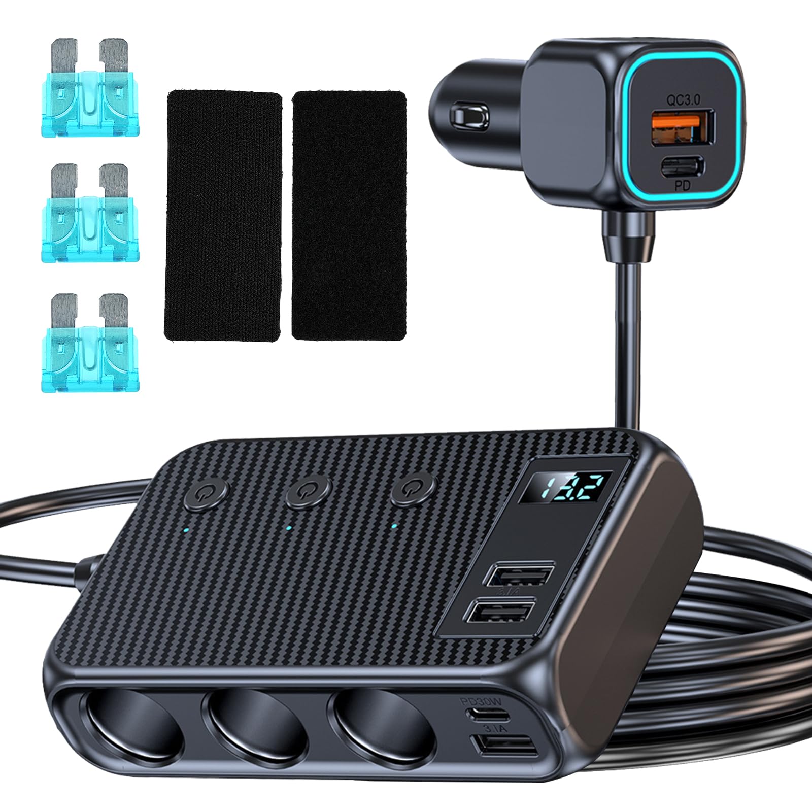 Amazon.com: 9 in 1 Cigarette Lighter Splitter, 12V/24V 171W Car ...