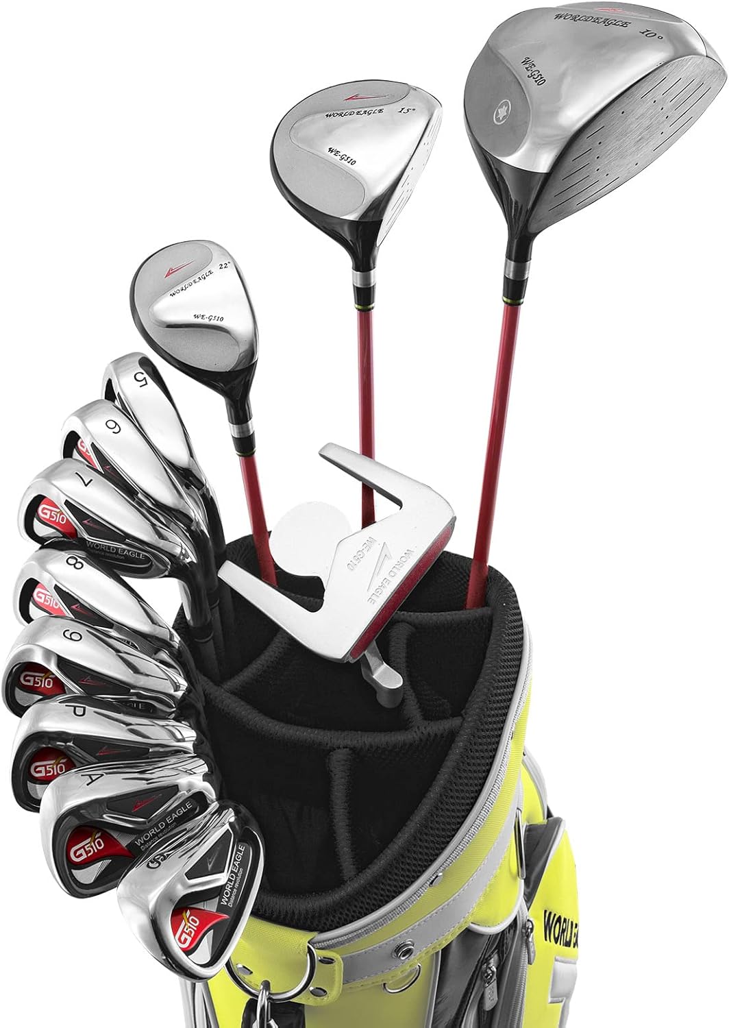 Amazon.co.jp: WORLD EAGLE G510 クラブセット 12本 フレックスS バッグ:CBR5/ライム 初心者 上級者 ゴルフクラブ [並行輸入品] : スポーツ＆アウトドア