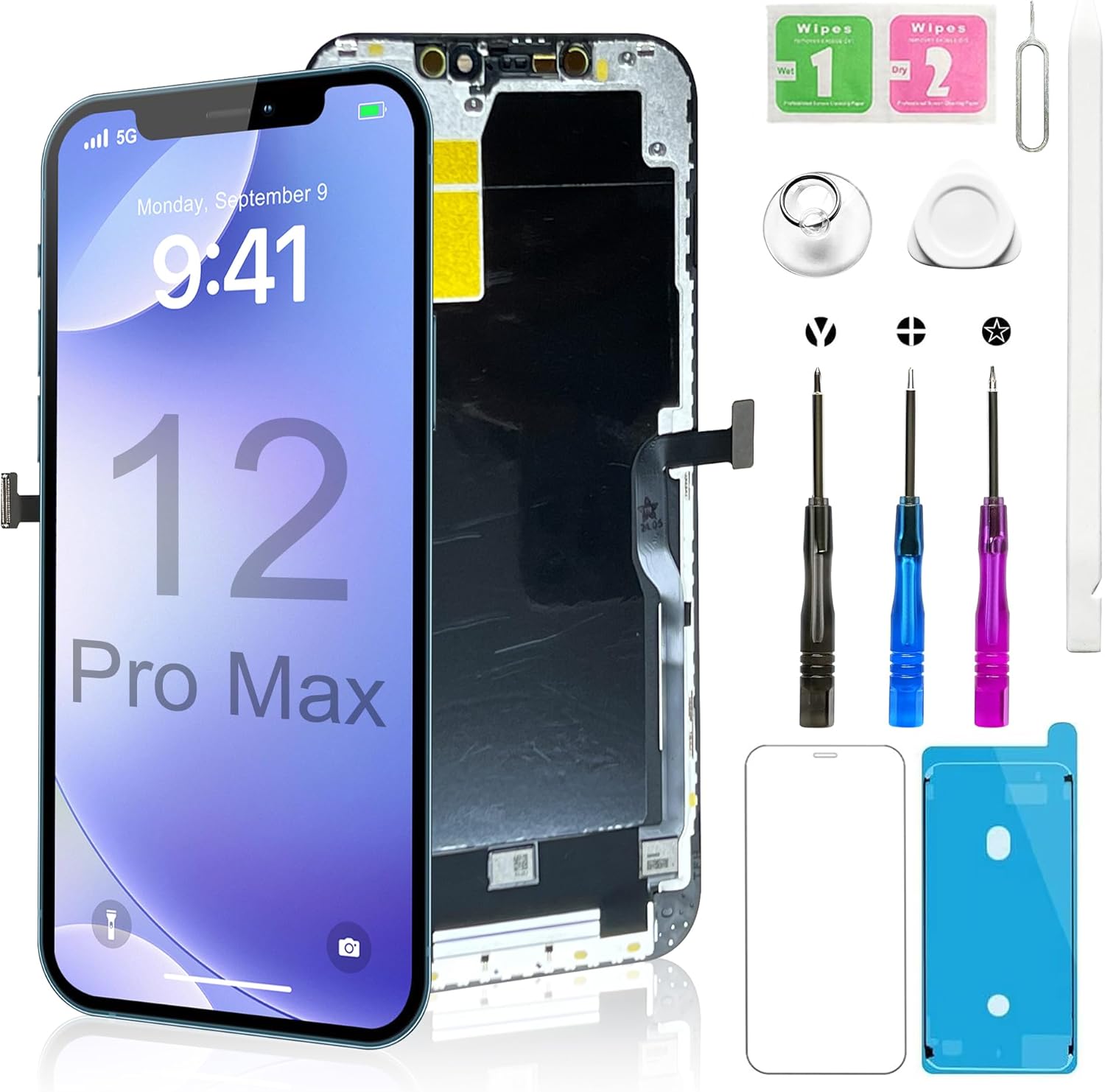 Amazon.com: BHMBKCT for iPhone 12 Pro Max Screen Replacement Kit Full ...