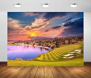 Amazon.com : BELECO 6x4ft Fabric Golf Backdrop Golf Course on Pacific ...