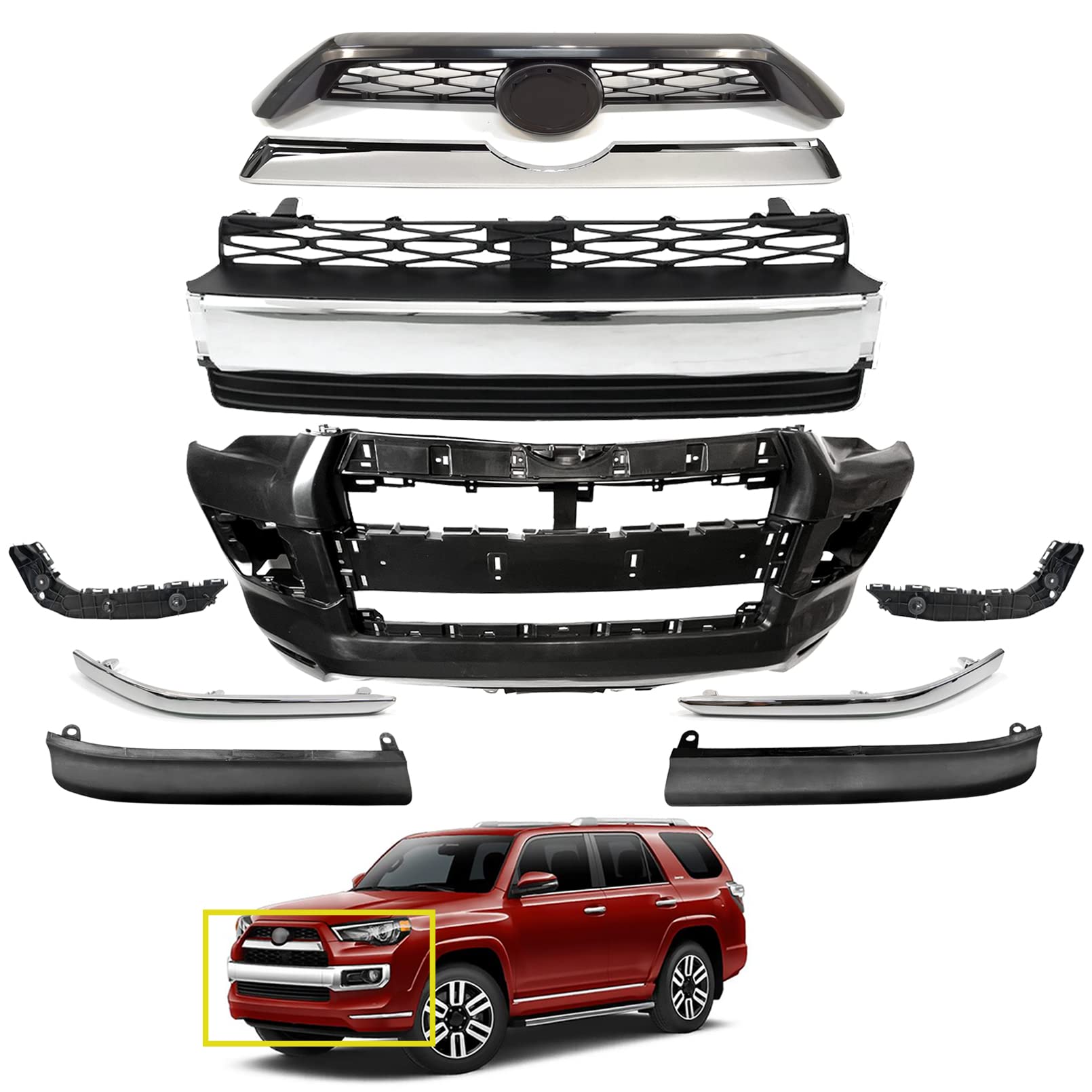 Amazon.com: HAPSO Fit For 2014-2019 Toyota 4Runner Limited Front Bumper ...