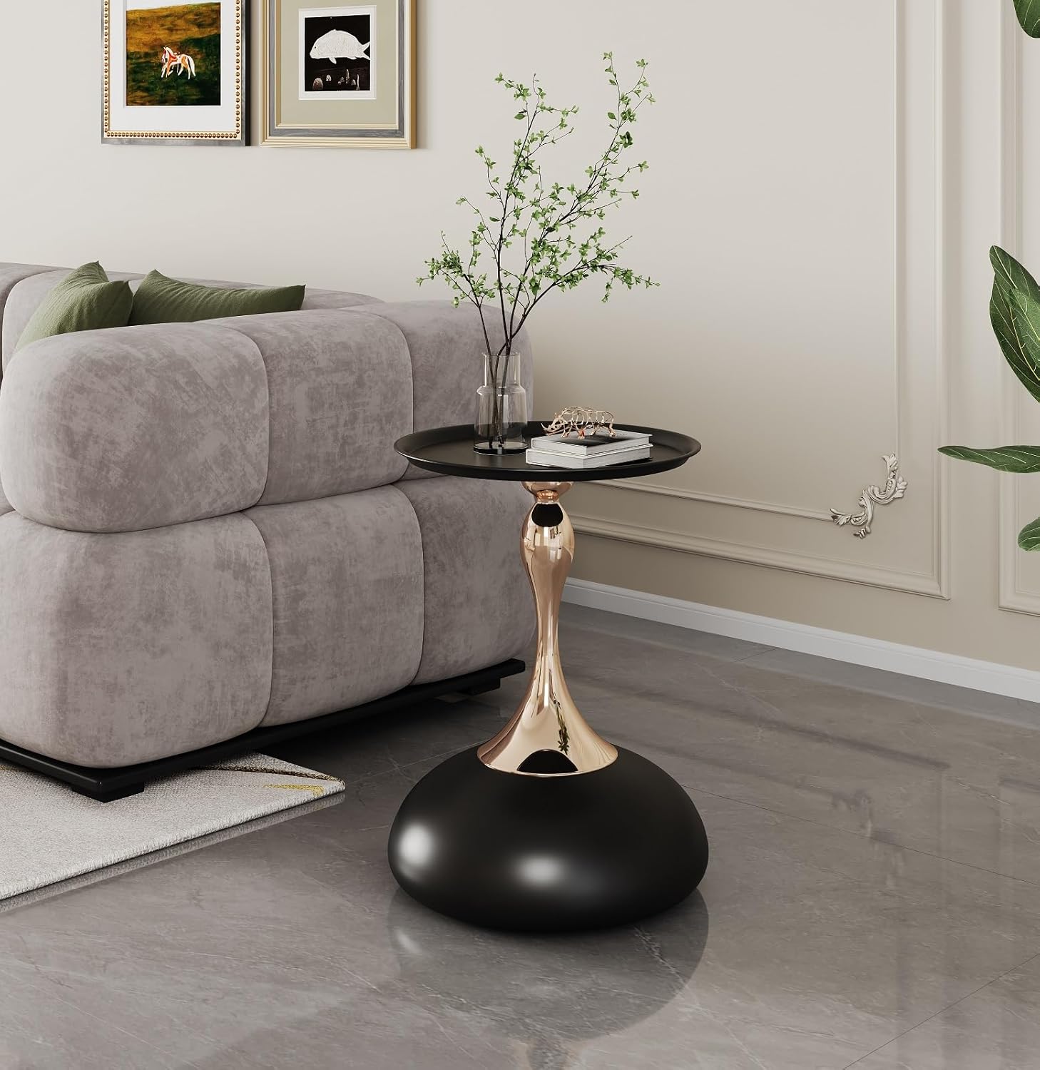 Amazon.com: 15 Inch Round End Table Metal Round Side Table for Small ...