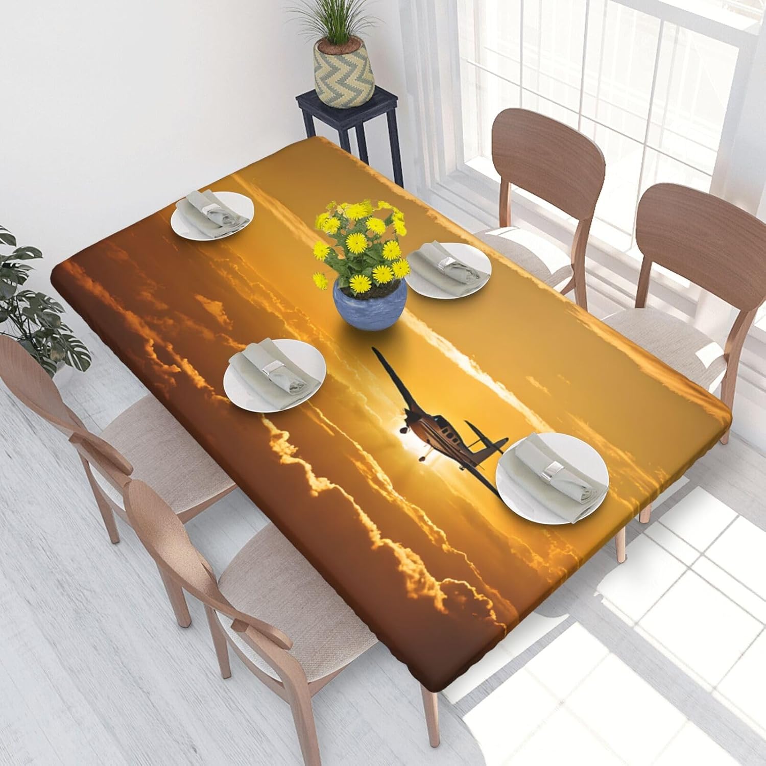 Amazon.com: VGFJHNDF Aircraft Plane at Sunset Print Tablecloth with ...