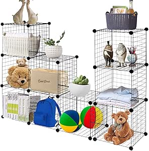 Giantex Metal Wire Cube Storage, 12-Cube Stackable Free Standing Cubby ...