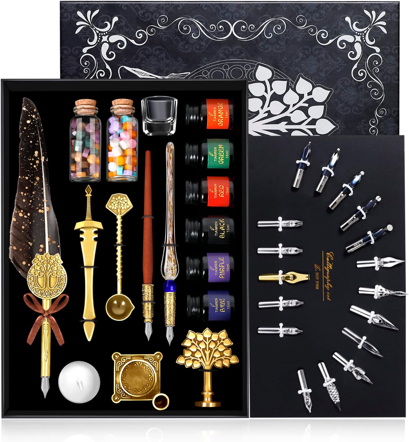 Amazon.com : YICMY Quill Pen and Ink Set Featehr Pen with 6 Colorful ...