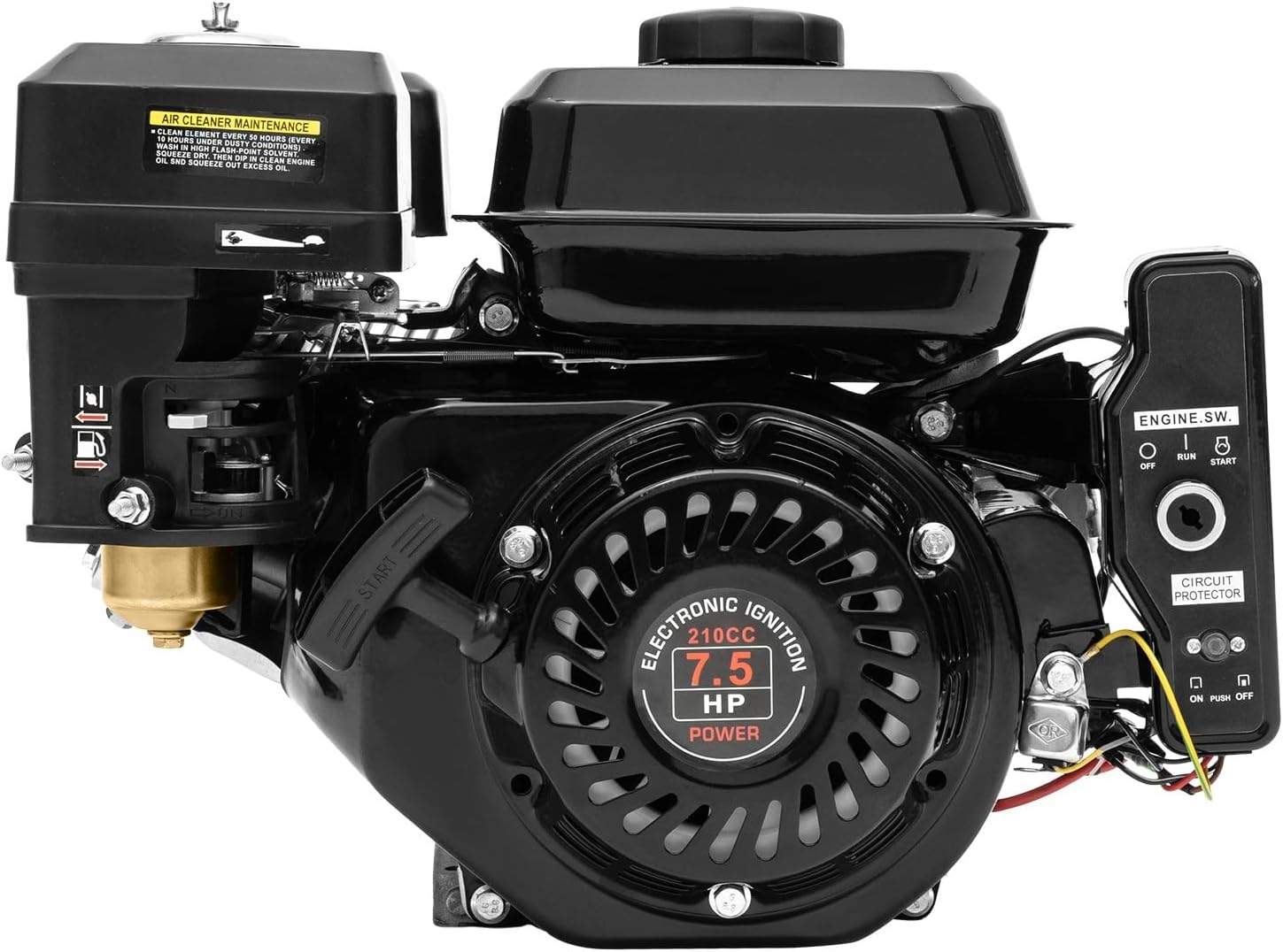 Amazon.com : 212cc 7.5HP Electric Start Gas Engine, 4-Stroke Horizontal ...