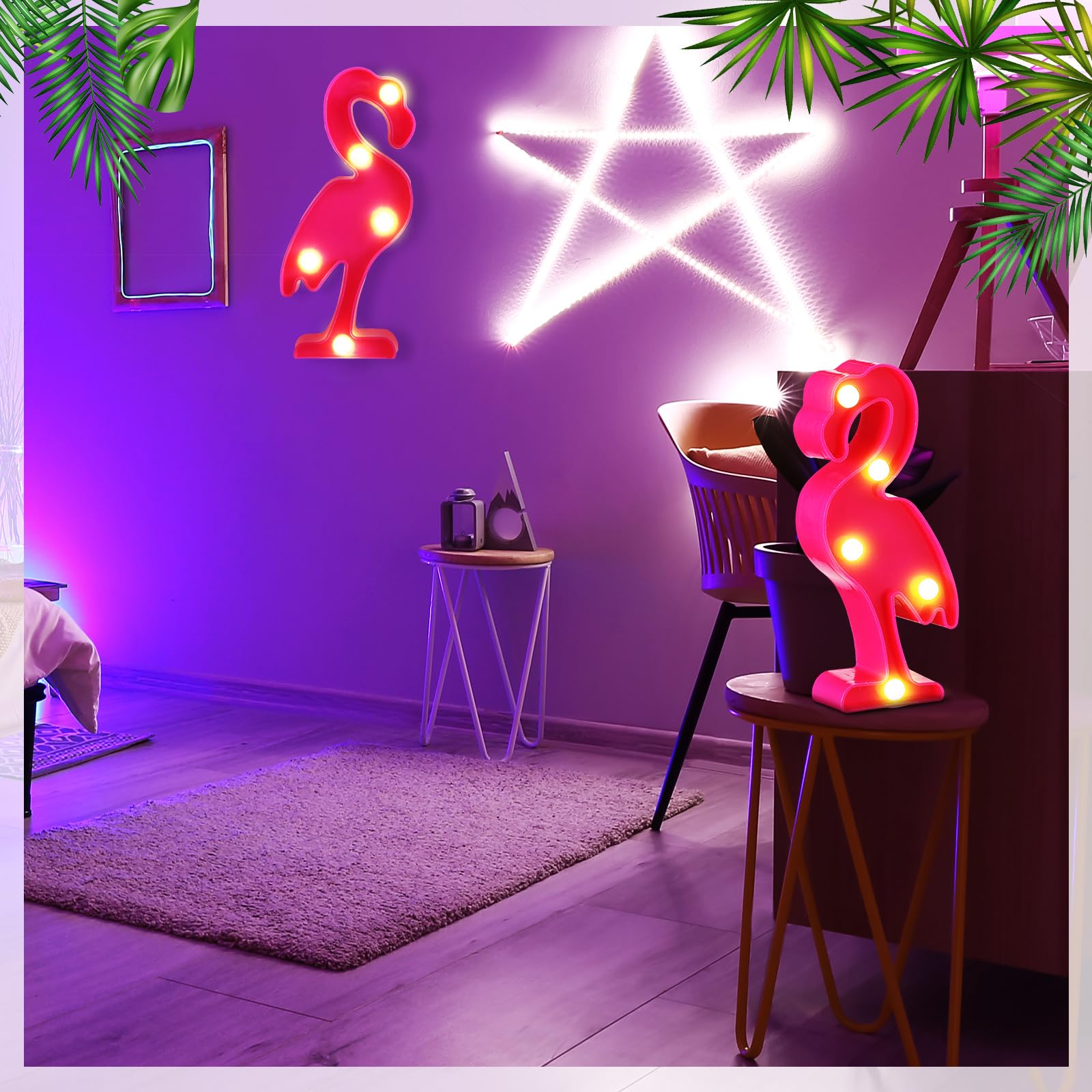 Snapklik.com : 6 Pcs Flamingo LED Light Flamingos Pink Night Lamp ...