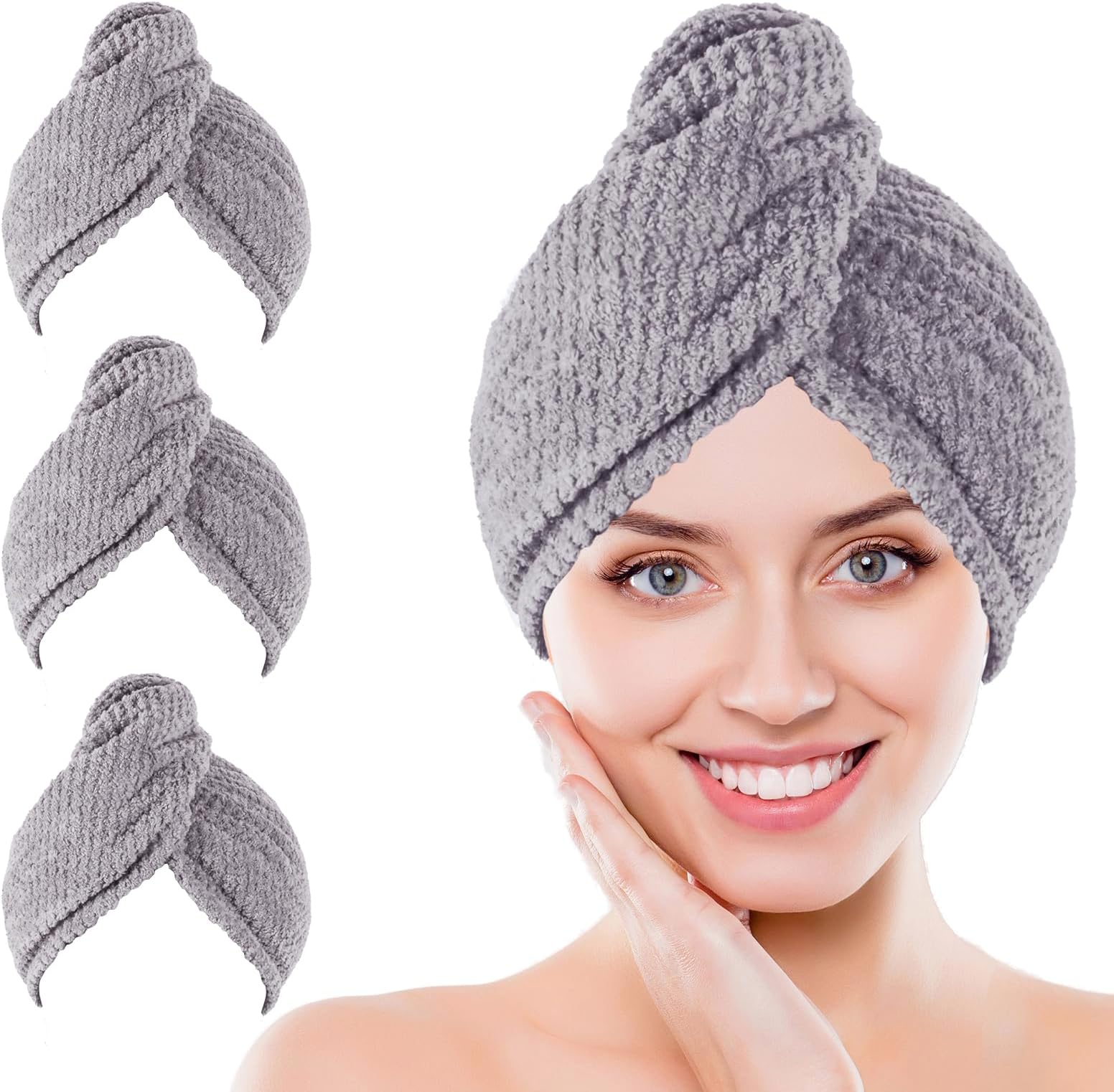 Amazon.com: Bomeiyi Microfiber Hair Towel Wrap - Fast Drying Turbans ...