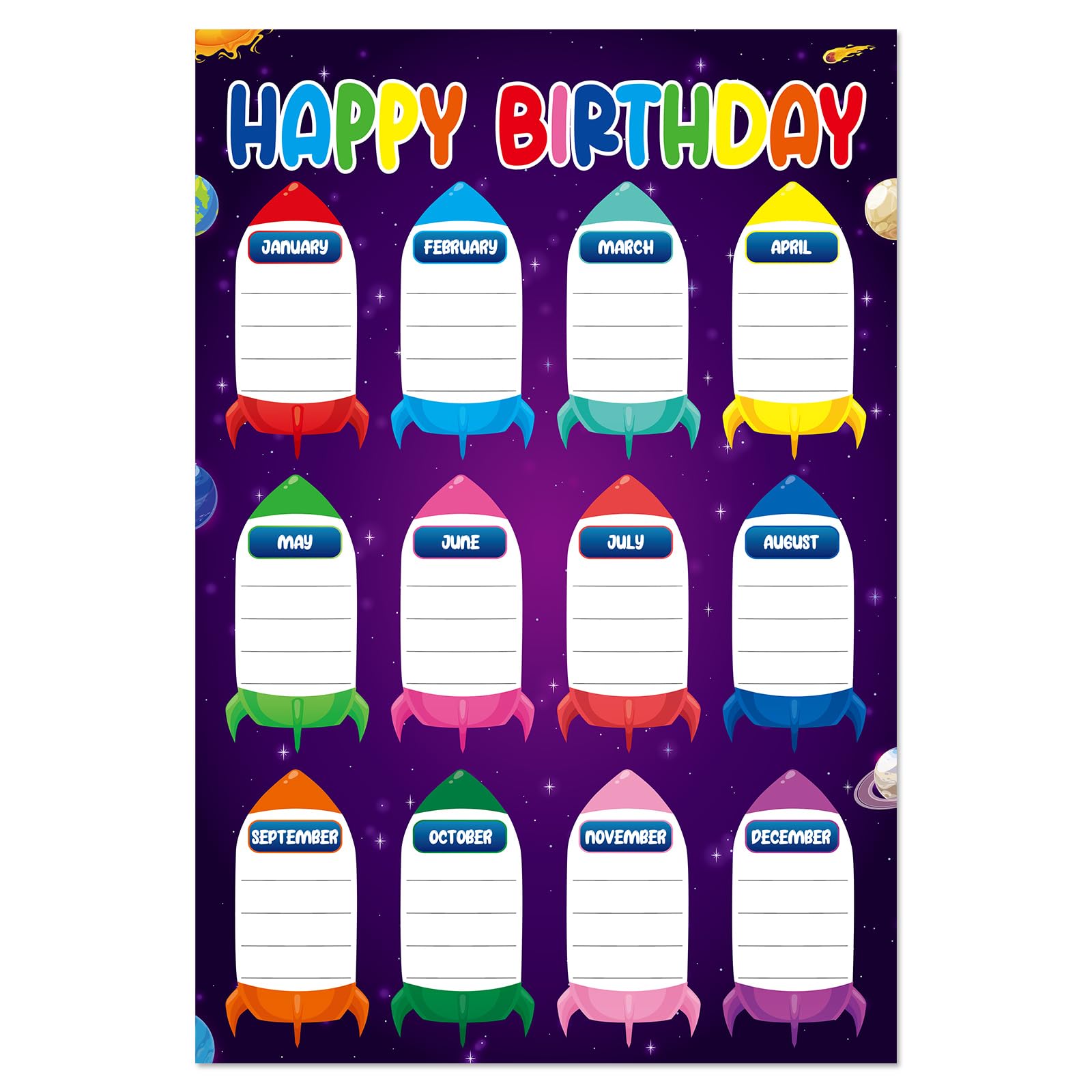 Reusable Birthday Poster BIZIBAFF Classroom Birthday Chart - Outer ...