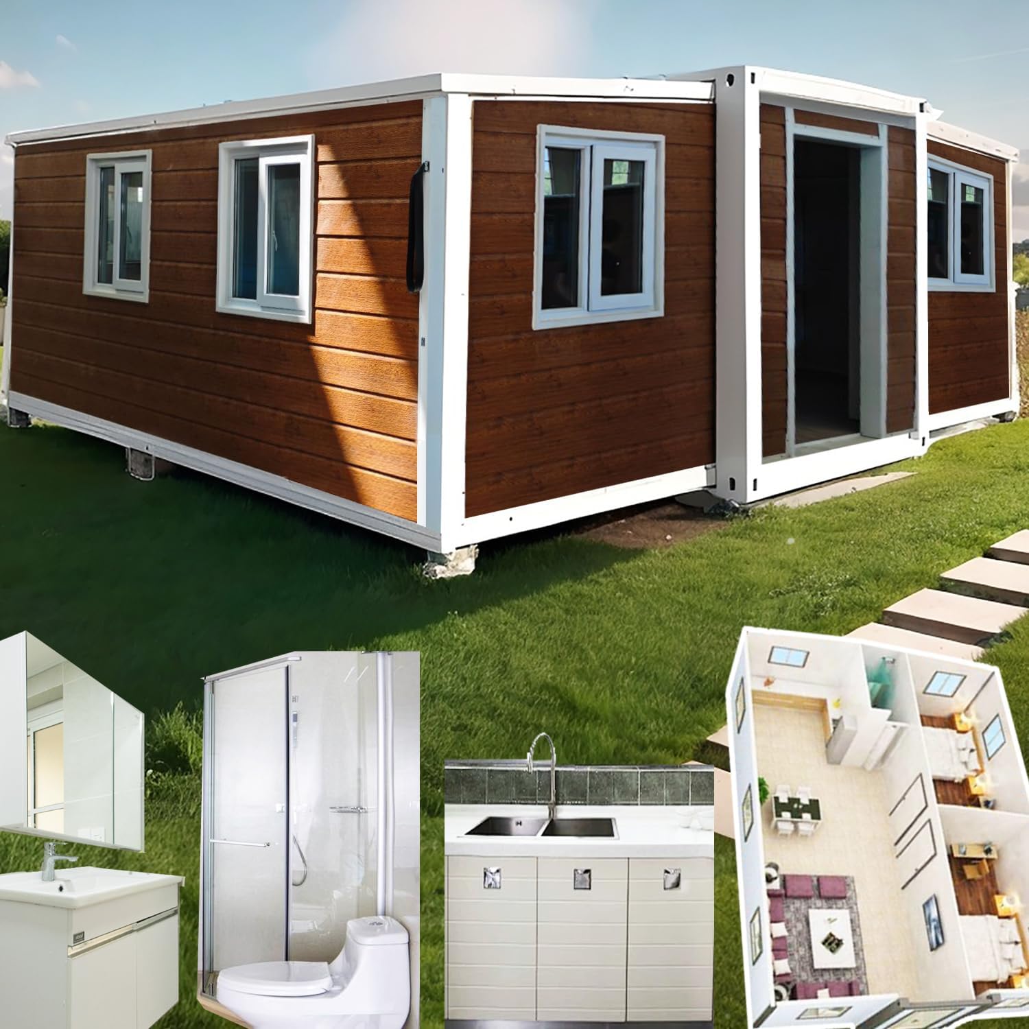 Amazon.com : 40 FT 3 Bedroom Foldable Expandable Container Prefab Home ...