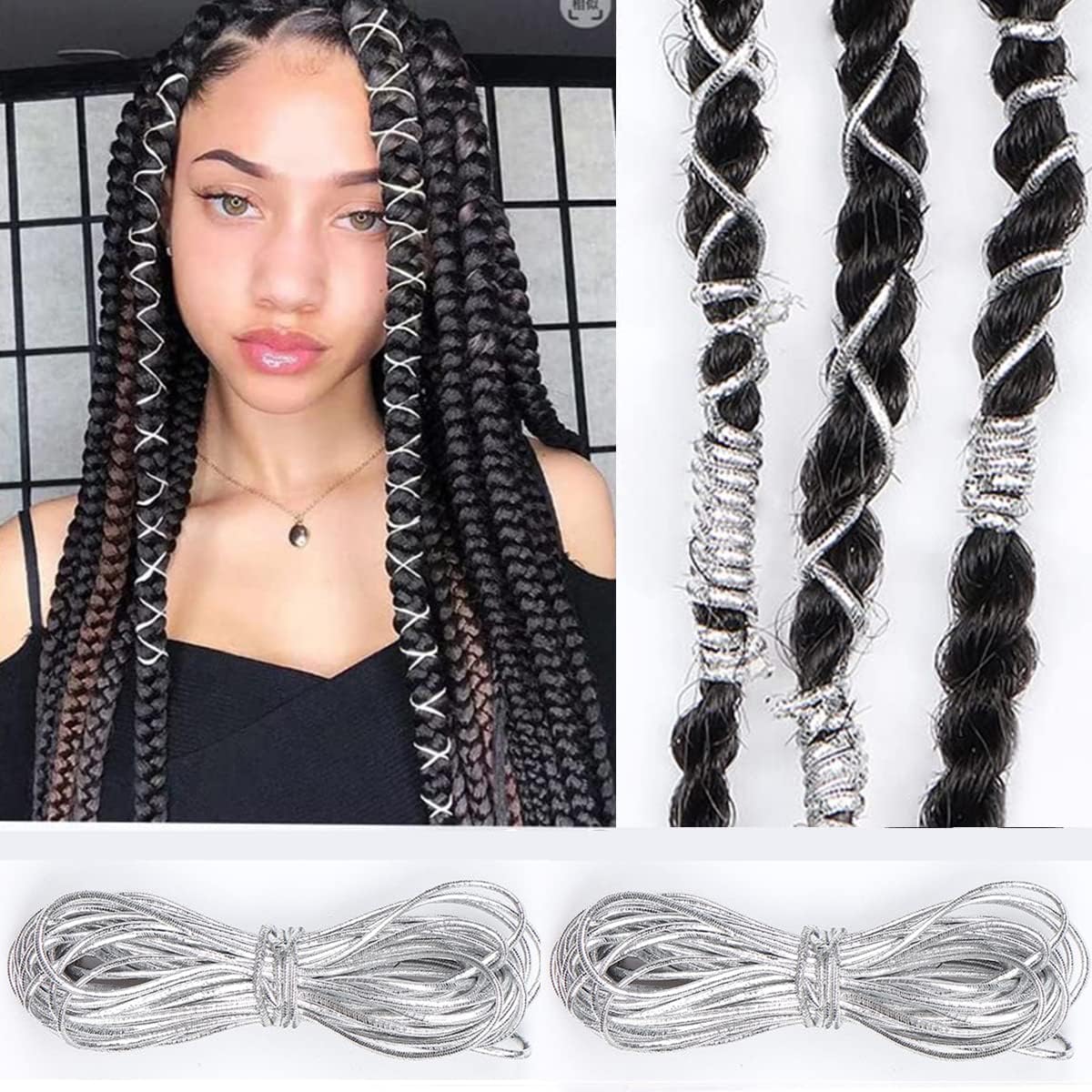 Amazon.com : 4 Pieces 5M Hair Strings for Braids Hair Accessory String ...